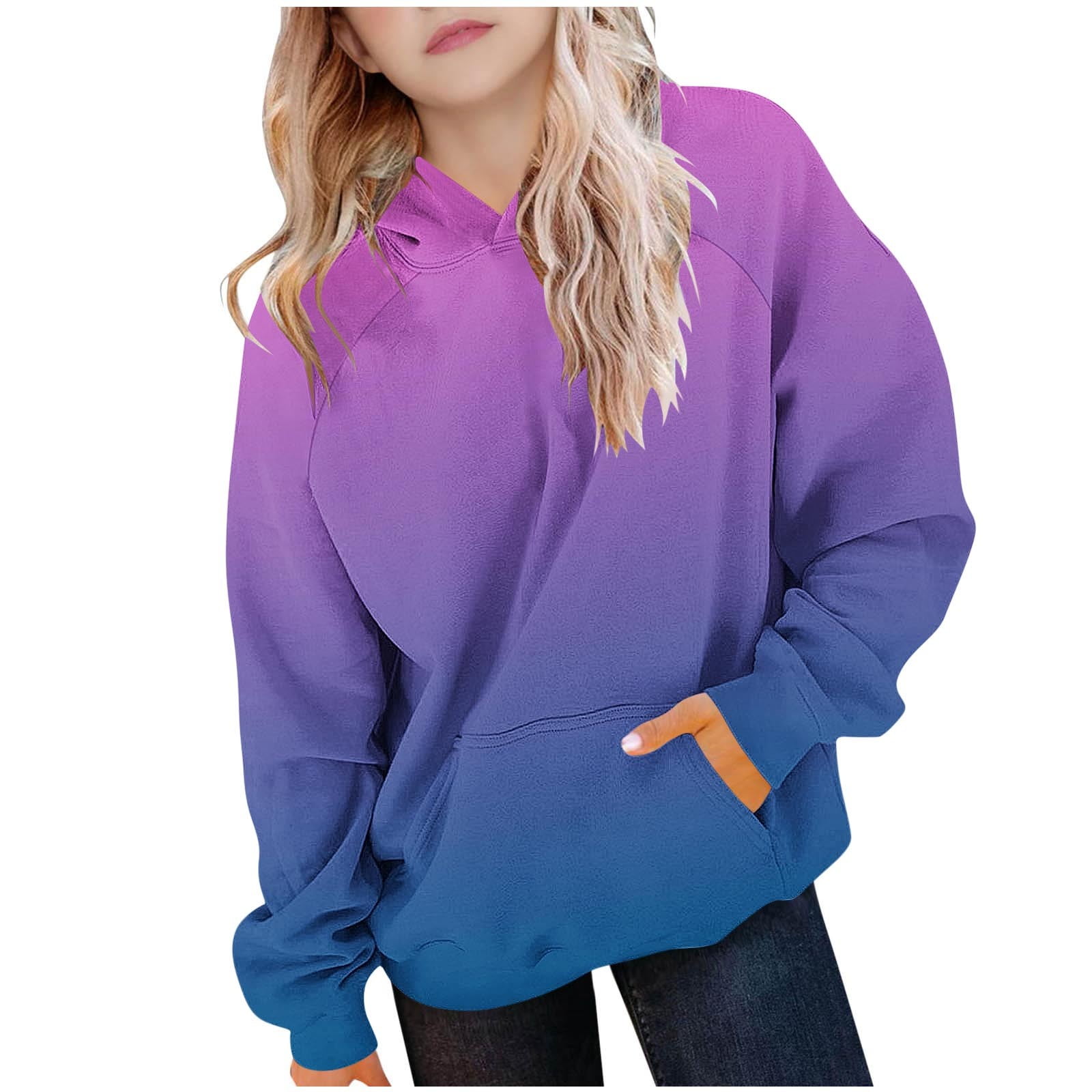 BFHHYA Tween Girls' Gradient Color Hoodie Kids Raglan Sleeve Casual ...