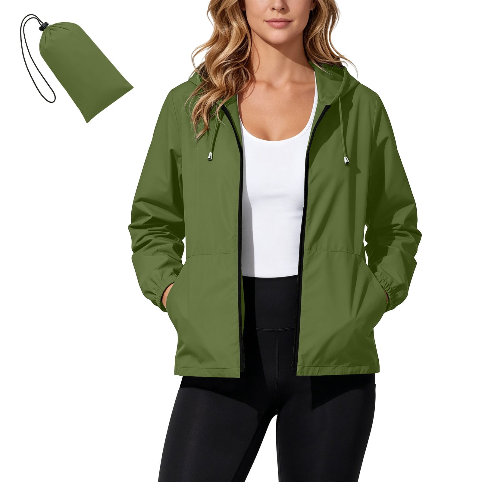 APEXFWDT Windbreaker Women Hooded Waterproof Raincoat Lightweight ...