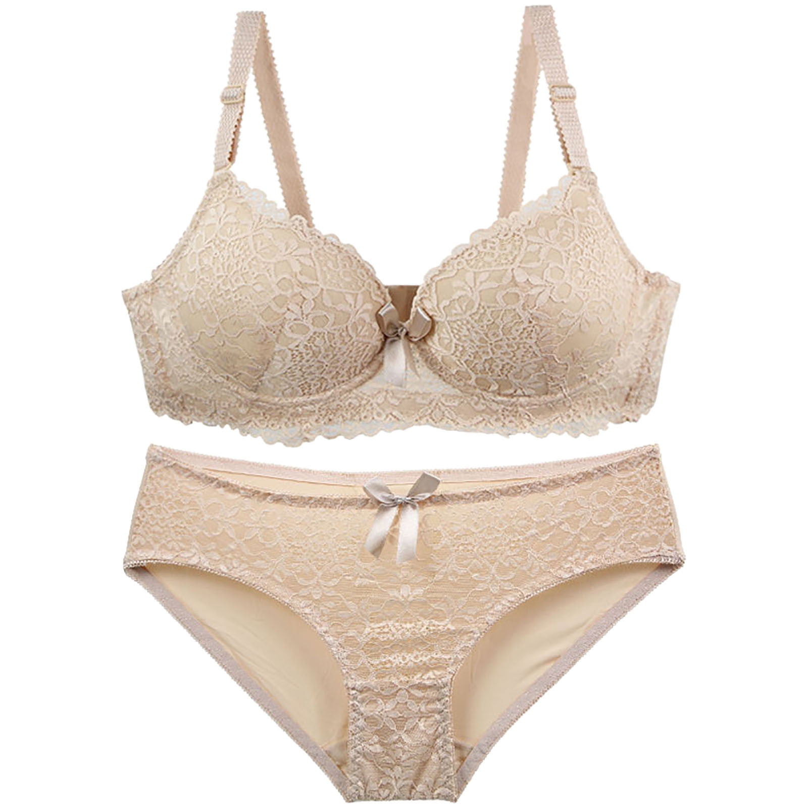 APEXFWDT Women Bra Set Wirefree Lace Bra Panties Bralette Matching ...