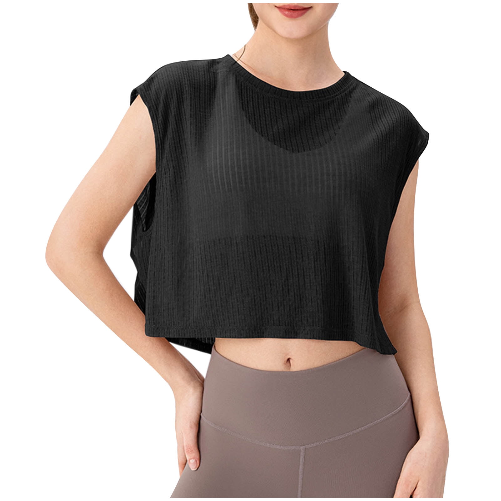 APEXFWDT Summer Clearance Women Mesh Sheer See Through Crop Tank Top ...