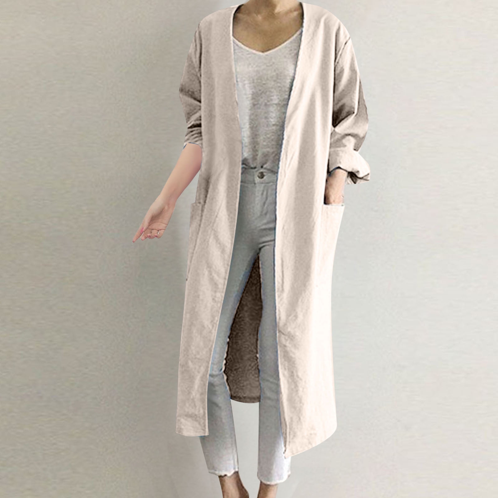APEXFWDT Women Plus Size Long Open Front Drape Maxi Cardigan Cotton ...