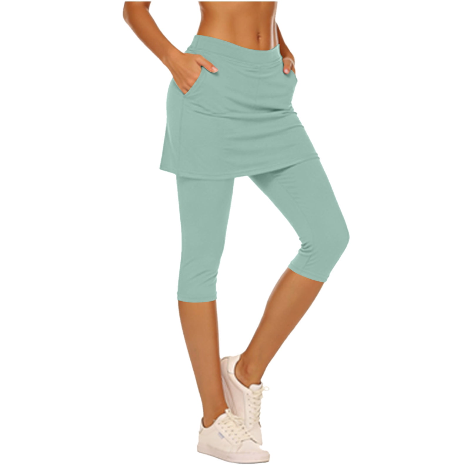 APEXFWDT Women Skirted Leggings with Pockets Tennis Capris Yoga ...