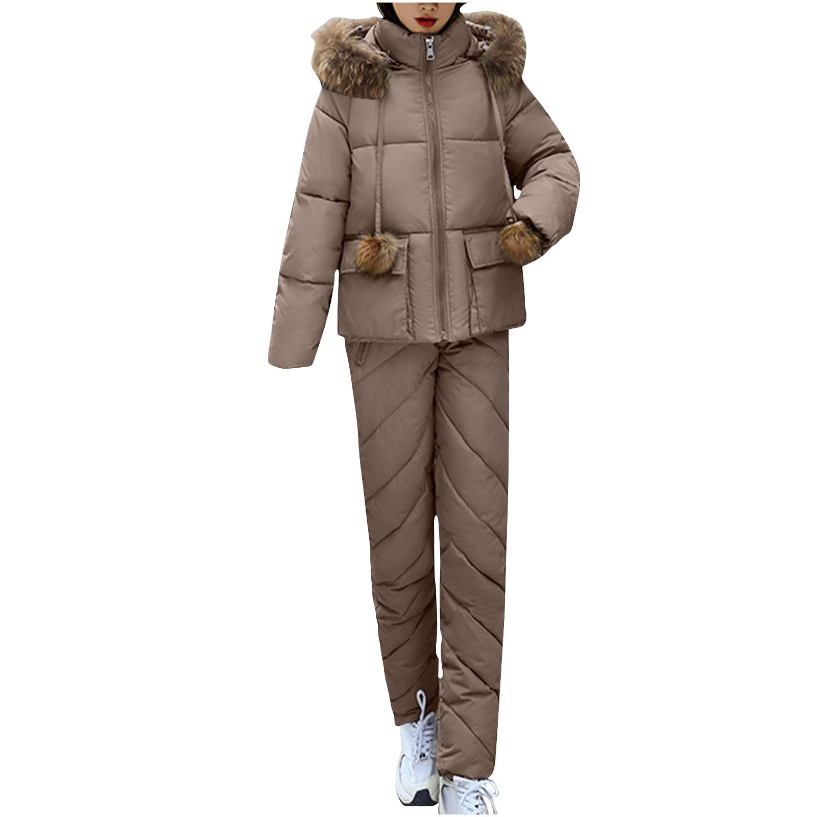 APEXFWDT Women Snow Suit 2 Piece Winter Outfits Ski Suits Hooded ...