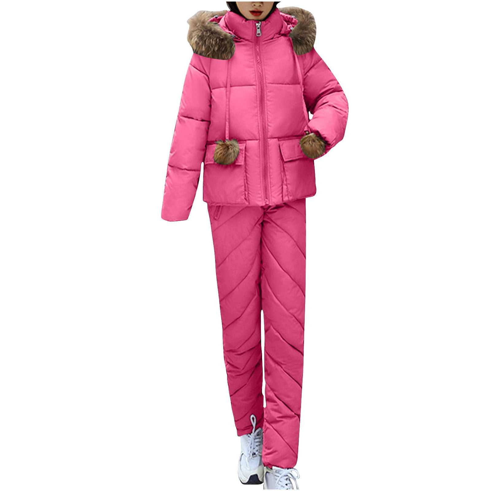 APEXFWDT Women Snow Suit 2 Piece Winter Outfits Ski Suits Hooded ...