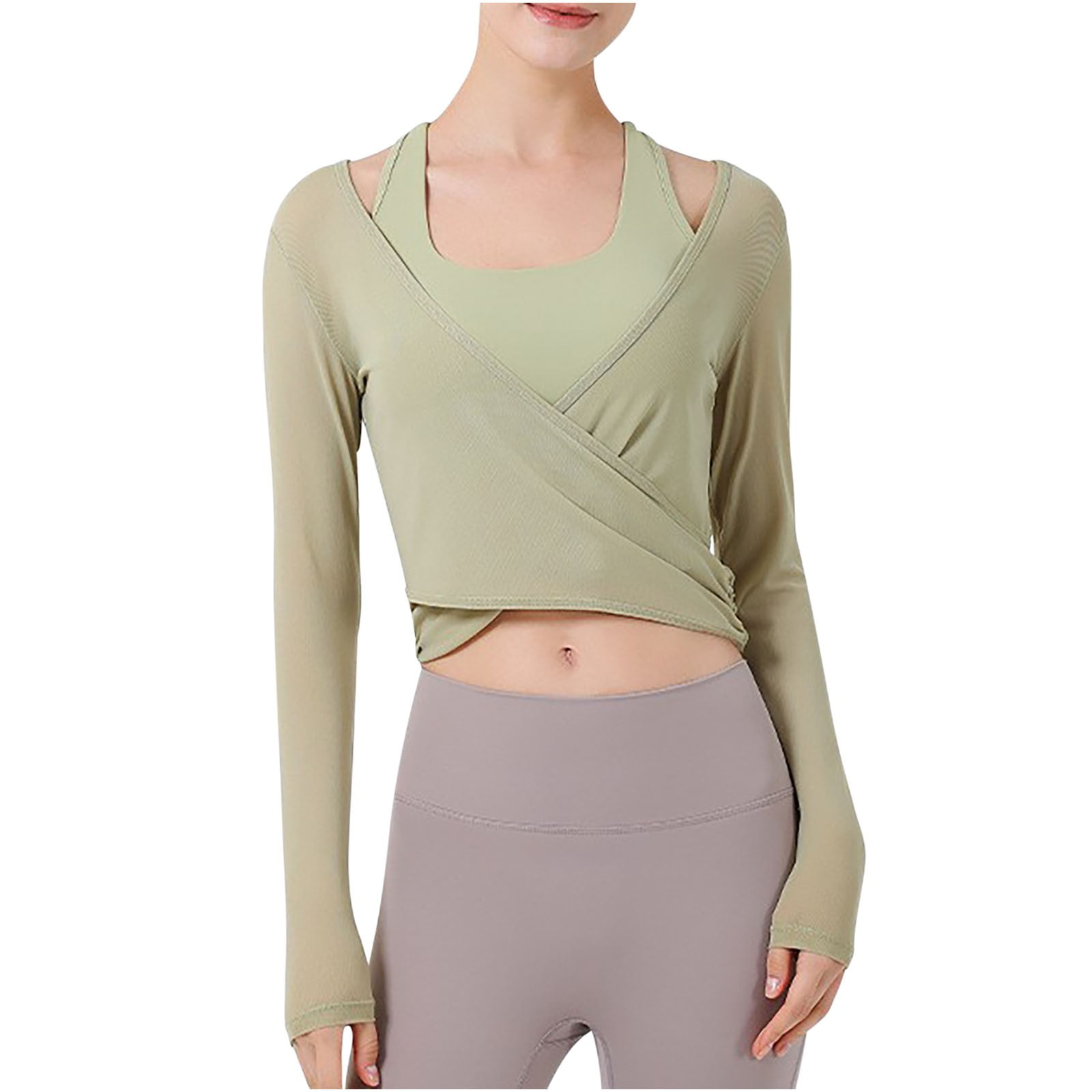 APEXFWDT Women Workout Tops Long Sleeve Mesh Shirts with Bra Gym Crop ...