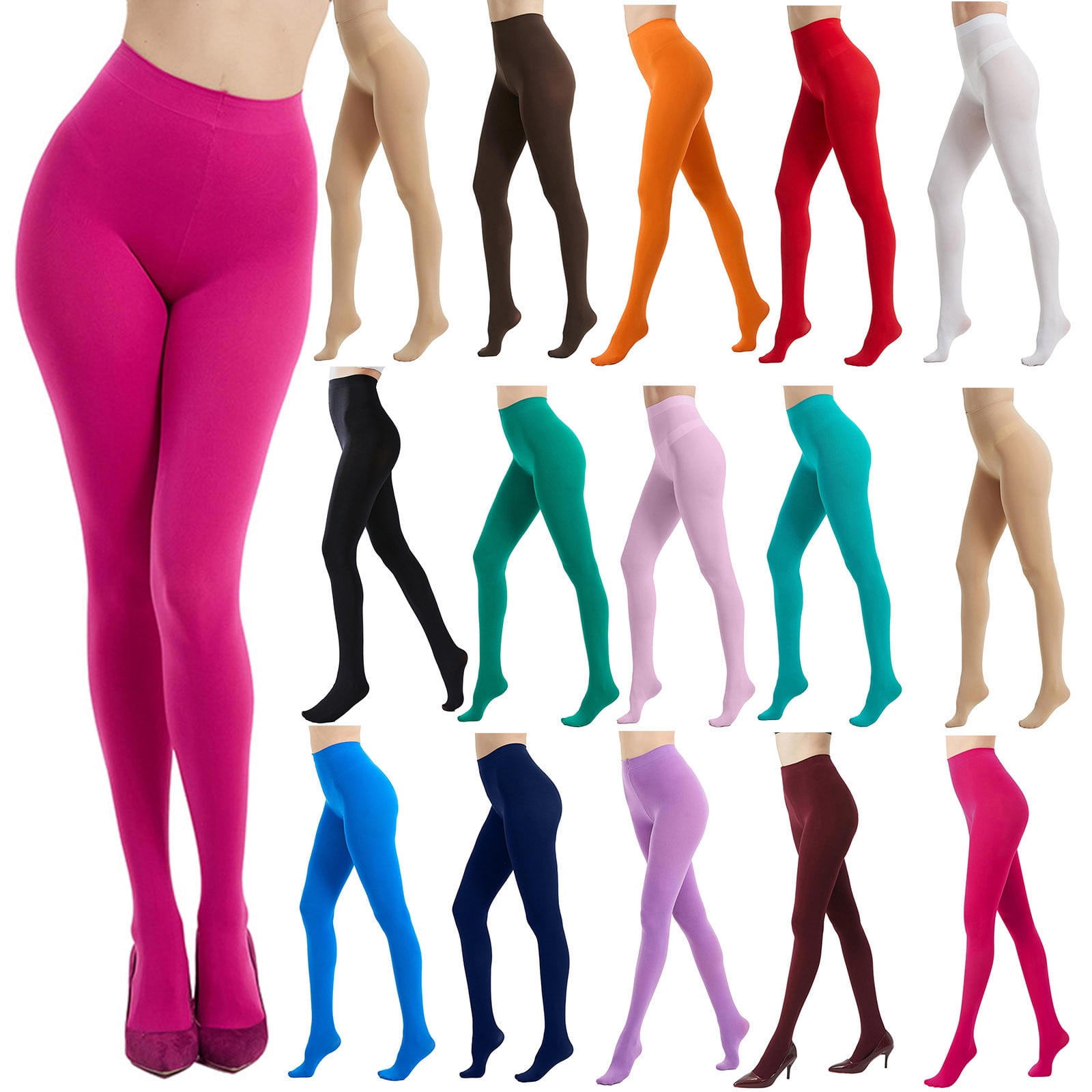 APEXFWDT Women's 80D Soft Opaque Tights High Waist Solid Color Footed ...