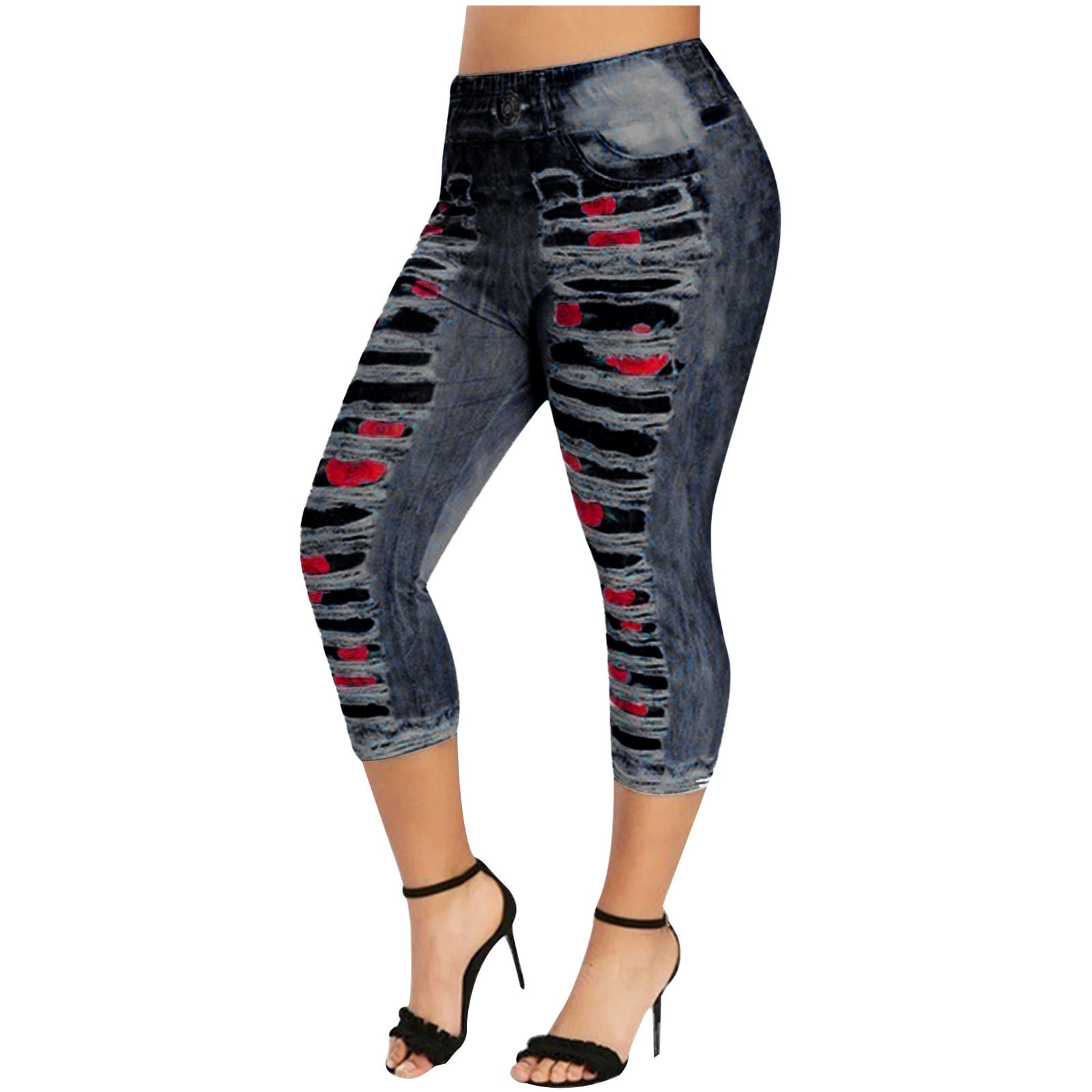 APEXFWDT Women's Butt Lifting Super Comfy Stretch Denim Capri Jeans for ...