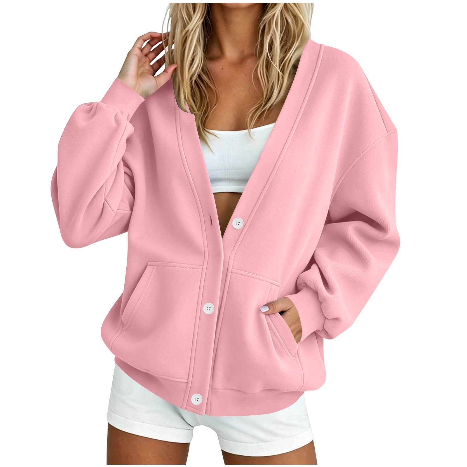 APEXFWDT Women's Button Down Sweatshirts Casual Long Sleeve Trendy ...
