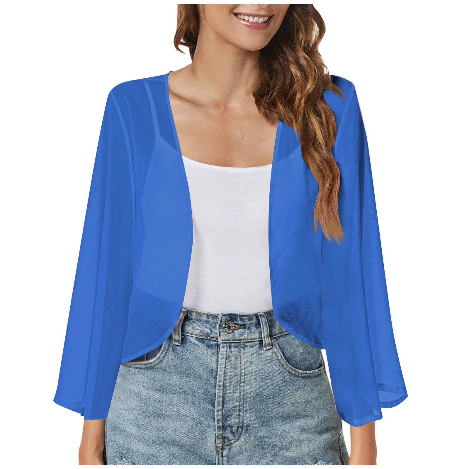 APEXFWDT Women's Chiffon Duster Cardigan Long Sleeve Flowy Boho Cover ...