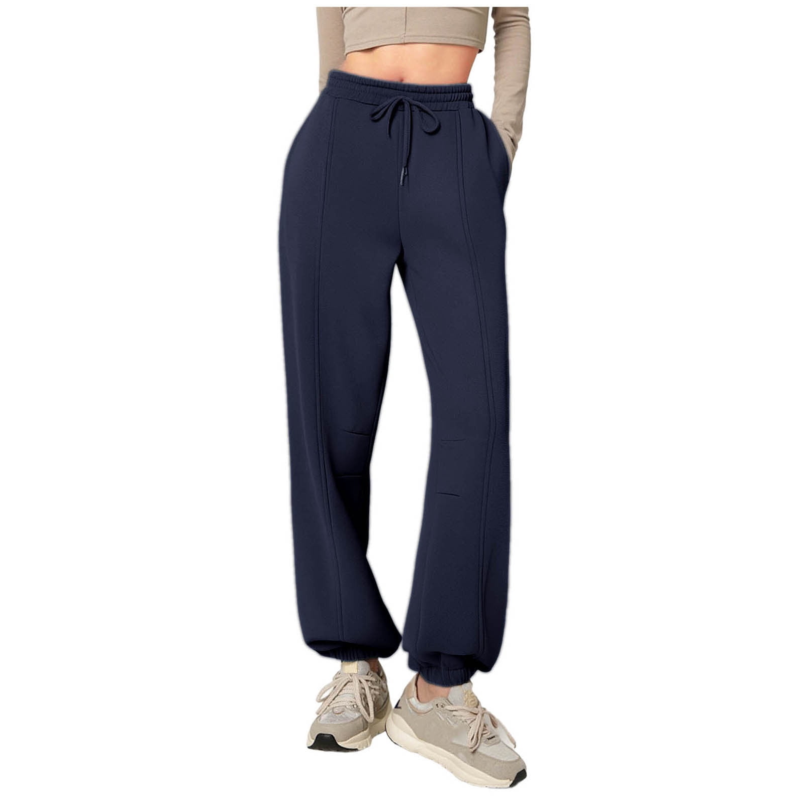 APEXFWDT Women’s Drawstring Cuffed Joggers Elastic Waist Loose Fit ...