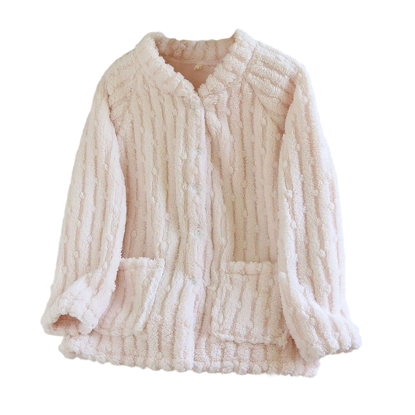 APEXFWDT Women's Flannel Bed Jacket Loungewear Coat Fleece Warm Winter ...