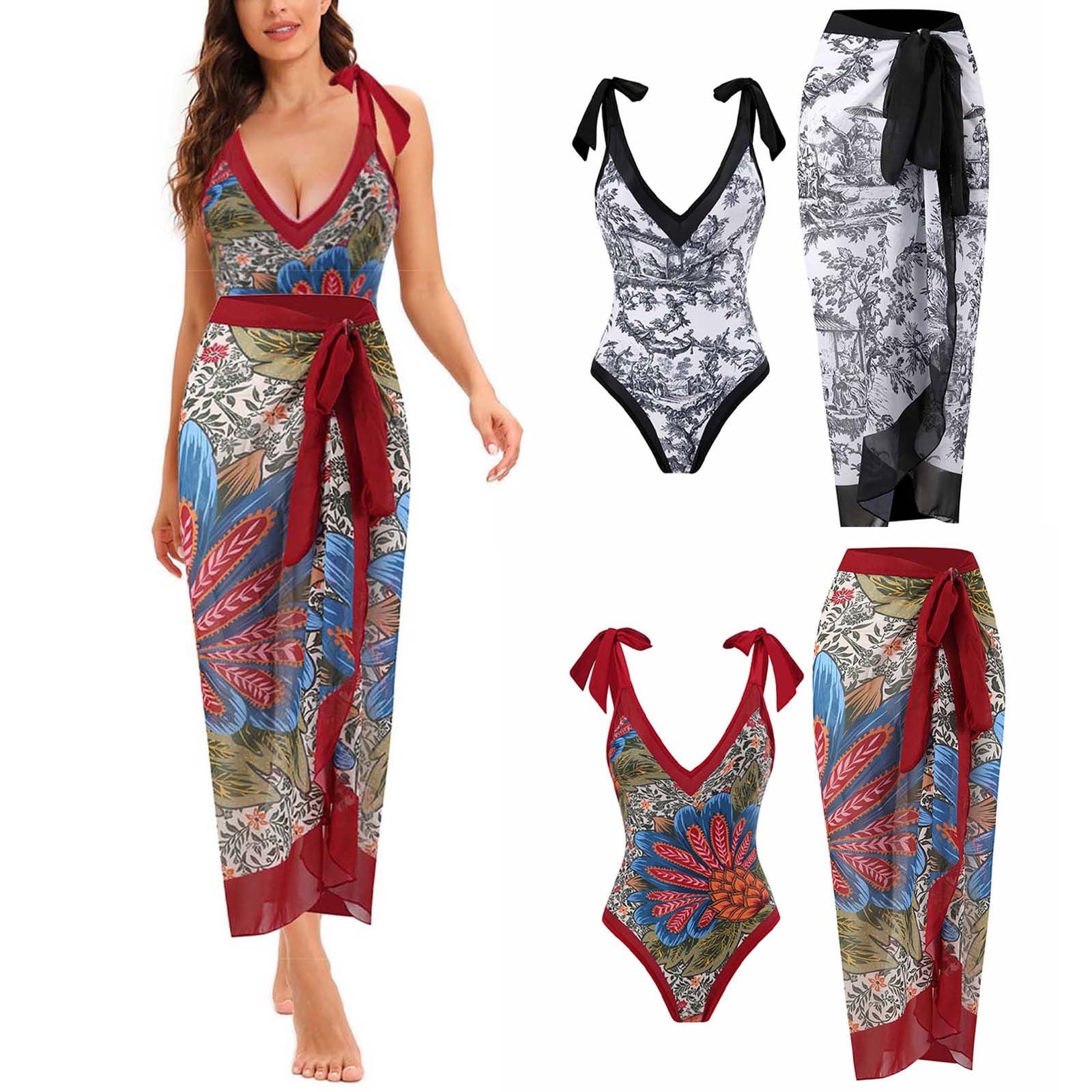 APEXFWDT Women's Floral Print Swimsuit Backless One Piece Bathing Suit ...