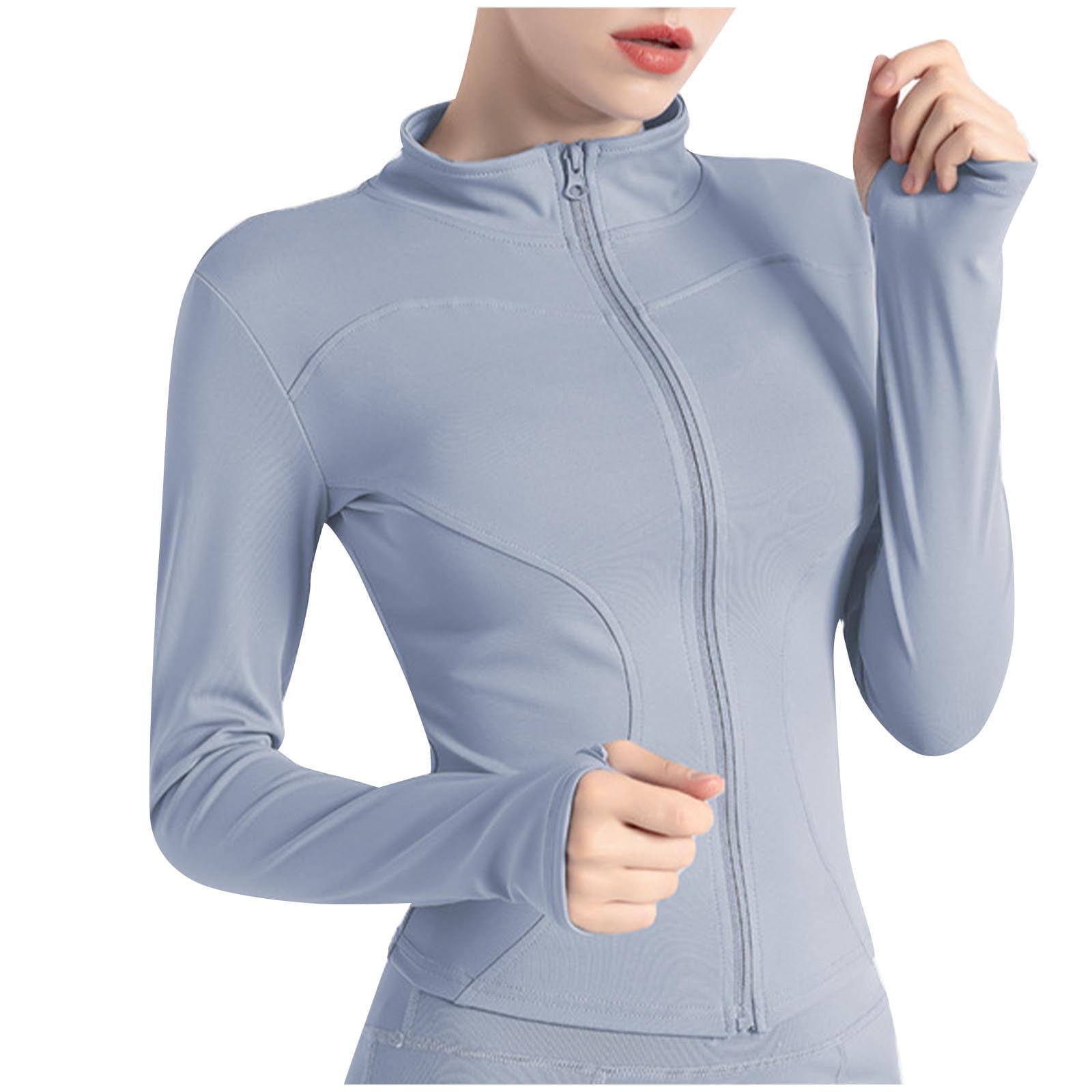 APEXFWDT Women's High Neck Zip-Up Yoga Jacket Compression Fit Long ...