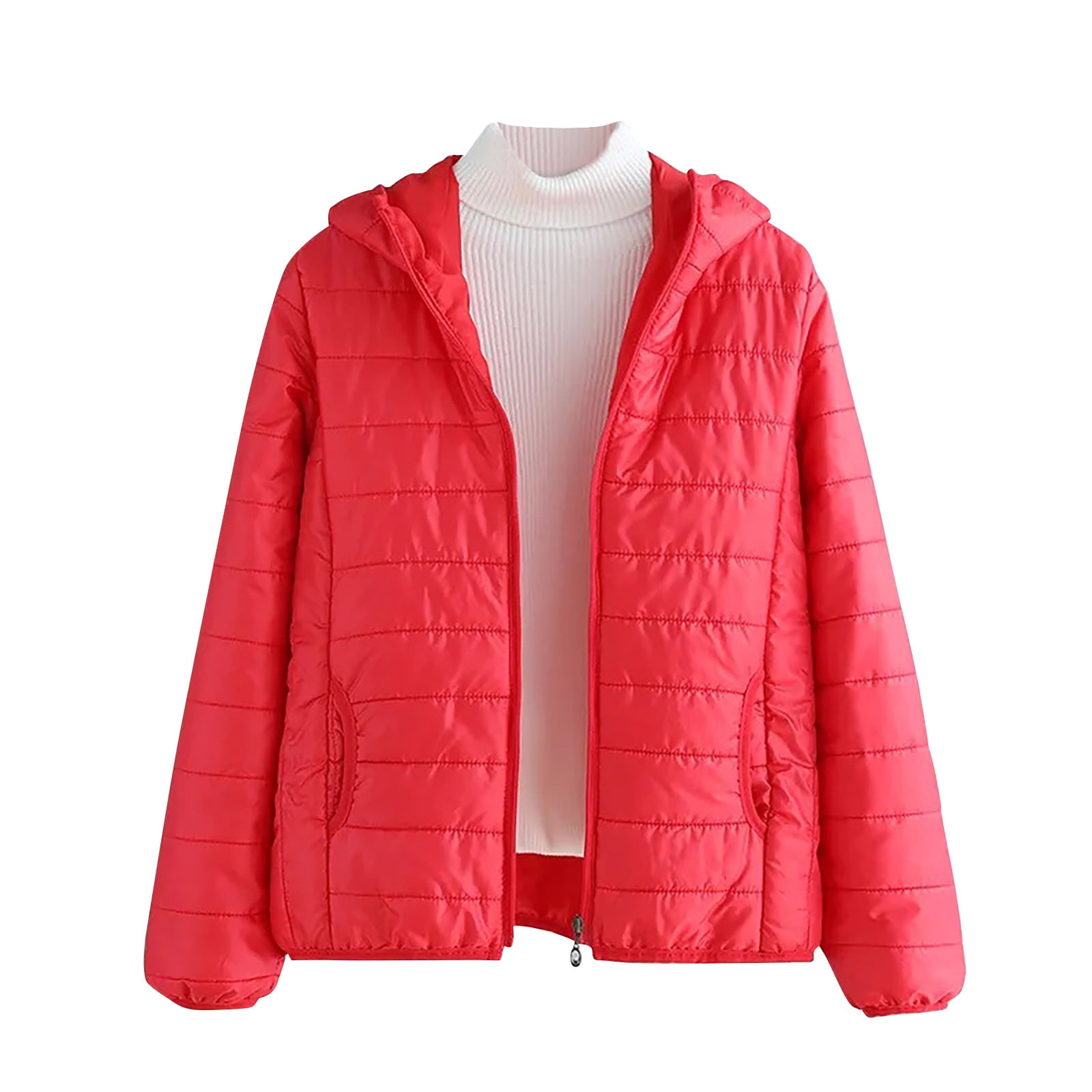 APEXFWDT Women's Lightweight Puffer Jacket - Zip-Up Long Sleeve Hooded ...