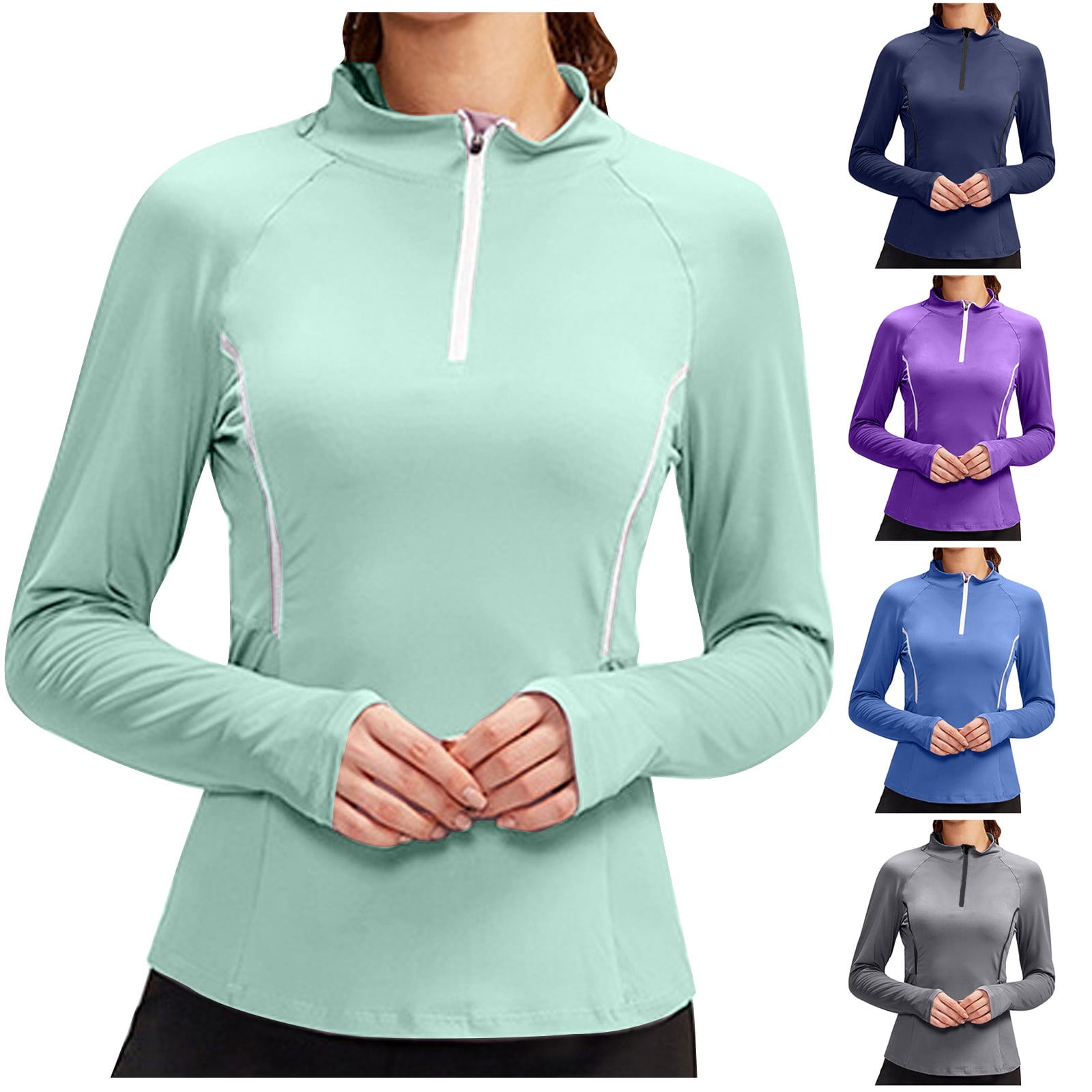 APEXFWDT Women's Long Sleeve Athletic Shirts 1/4 Zip Pullover Running ...