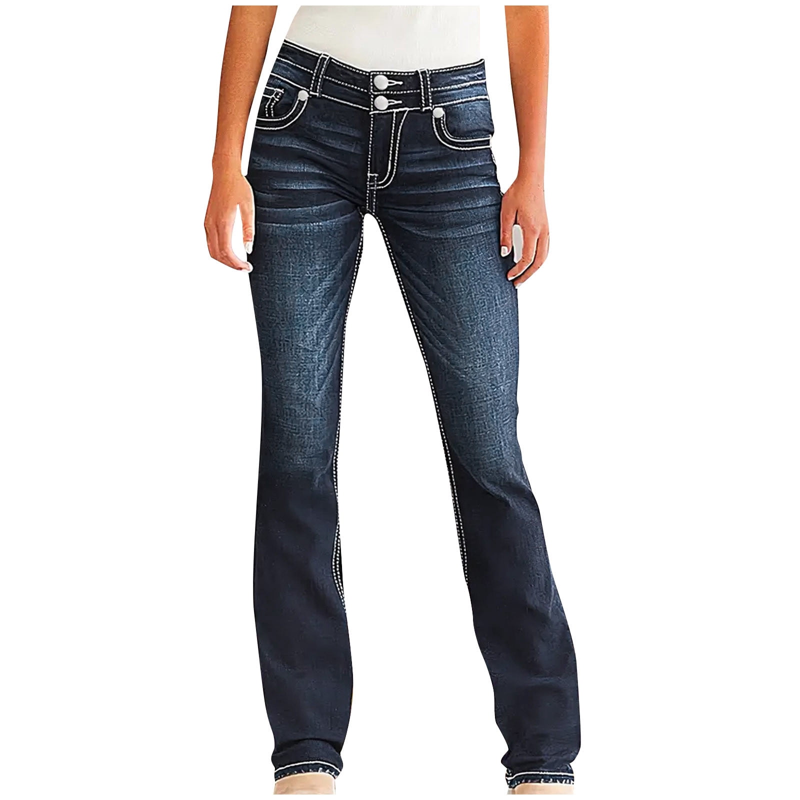 APEXFWDT Women's Low Waisted Jeans Boyfriend Straight Leg Casual Denim ...