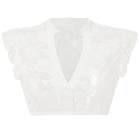 APEXFWDT Women's Oktoberfest Cropped Shirt V Neck Ruffle Sleeveless ...