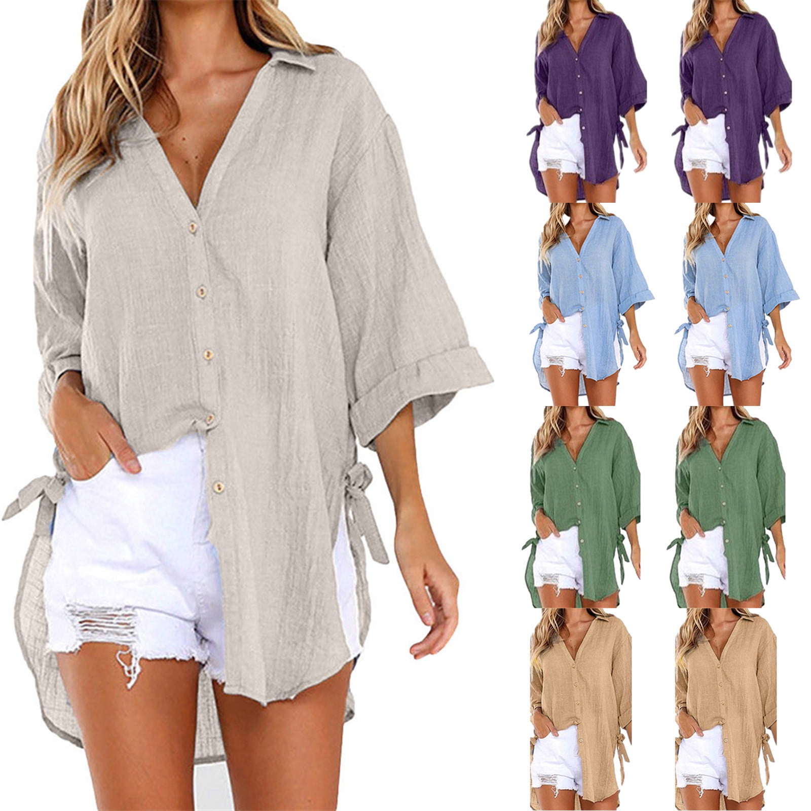 APEXFWDT Women's Oversized Button Down Shirts M-5XL,Plus Size Long ...