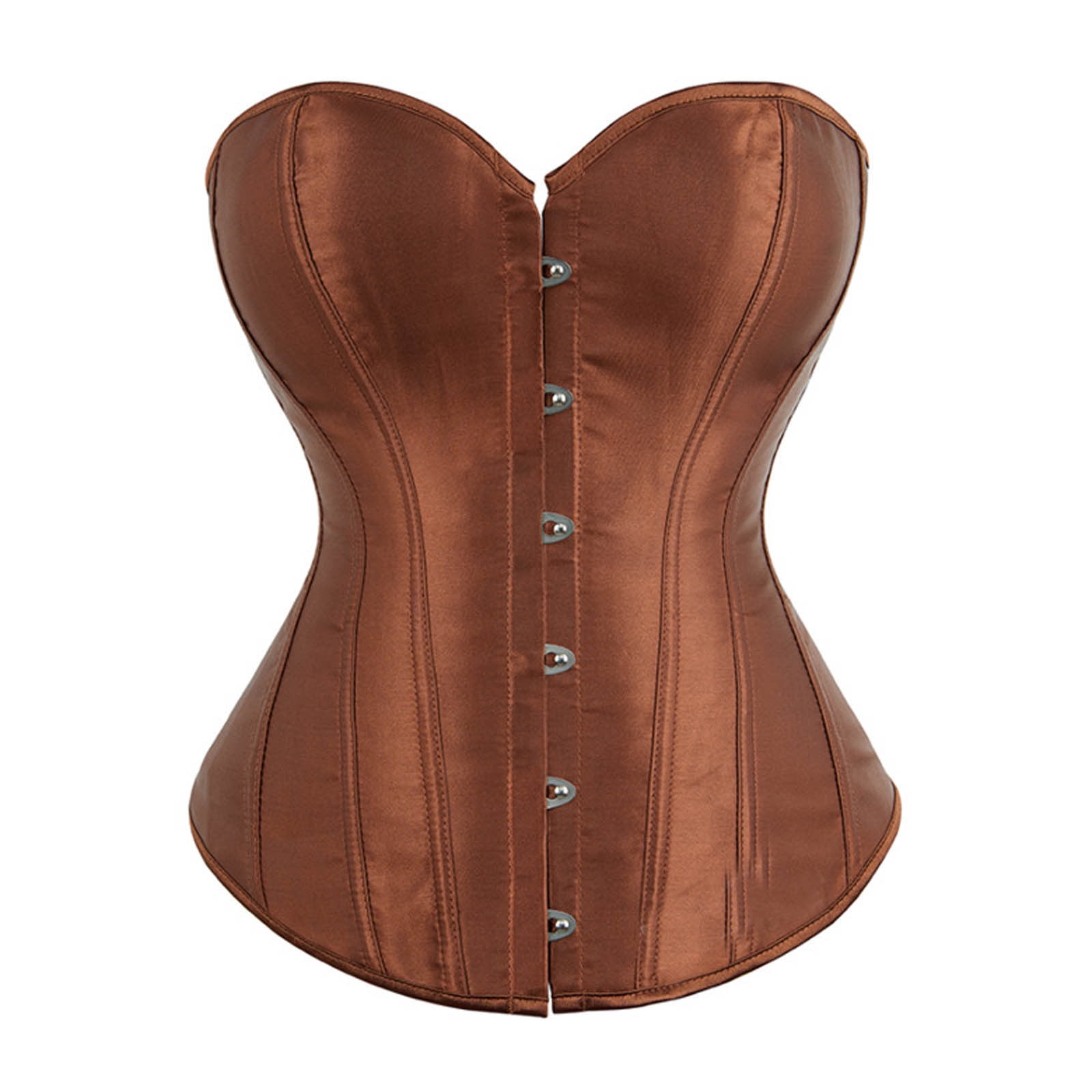 APEXFWDT Women's Plus Size Satin Corsets Top Lace Up Boned Overbust ...