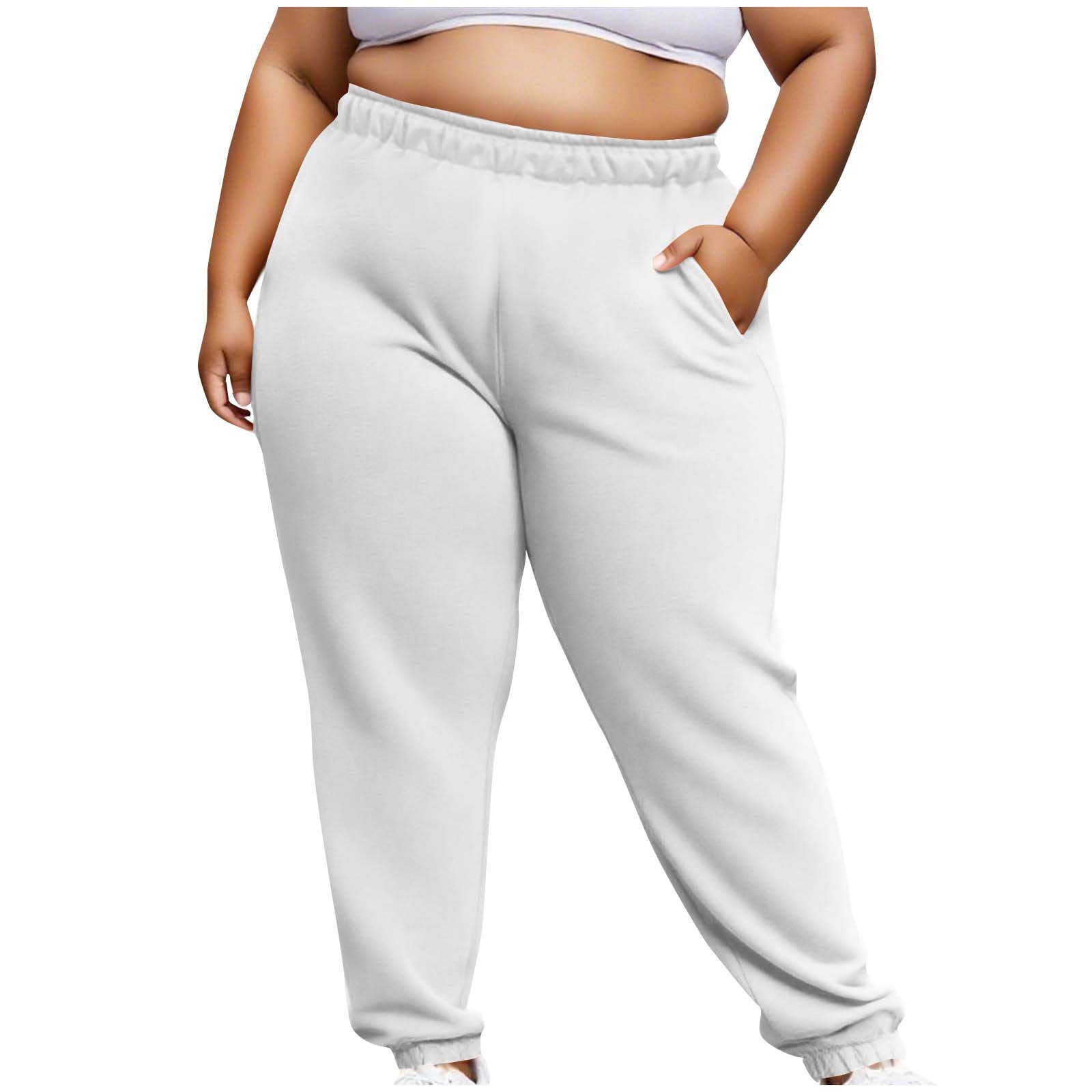 APEXFWDT Women’s Plus Size Sporty Joggers Elastic Waist Cuff Pants ...