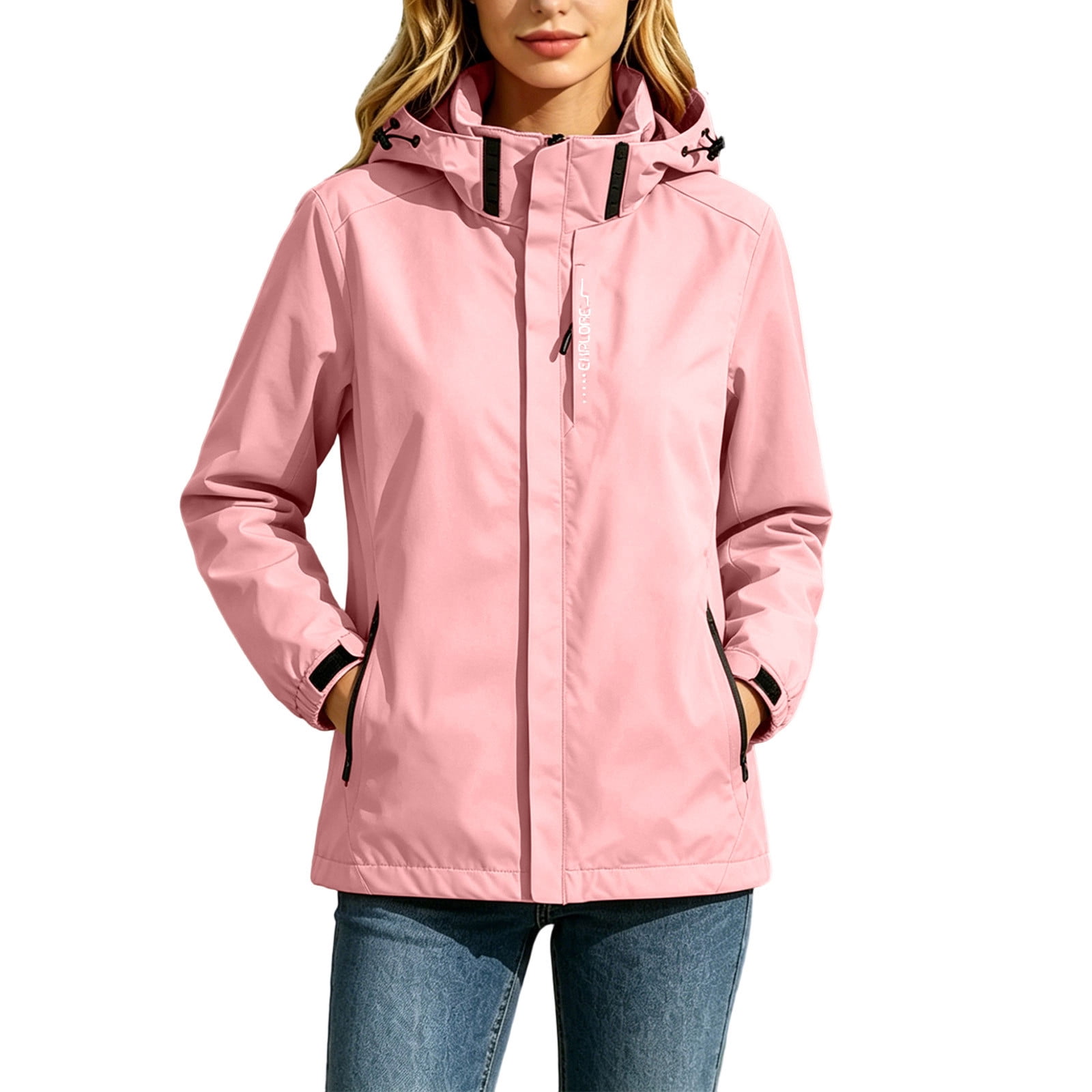 APEXFWDT Women's Plus Size Waterproof Rain Coats Rain Jacket with ...