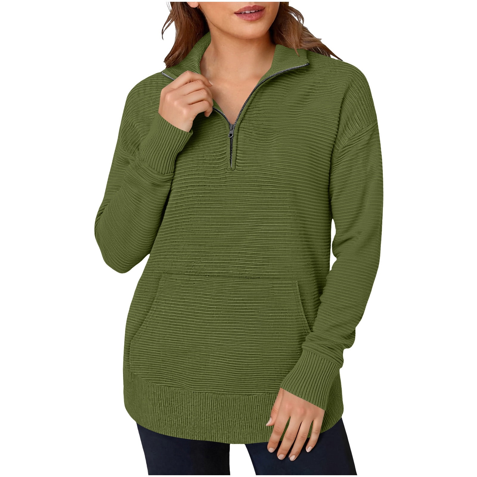 APEXFWDT Women's Quarter-Zip Sweatshirt Long Sleeve Casual Pullover Collared Fall Sweatshirt ...