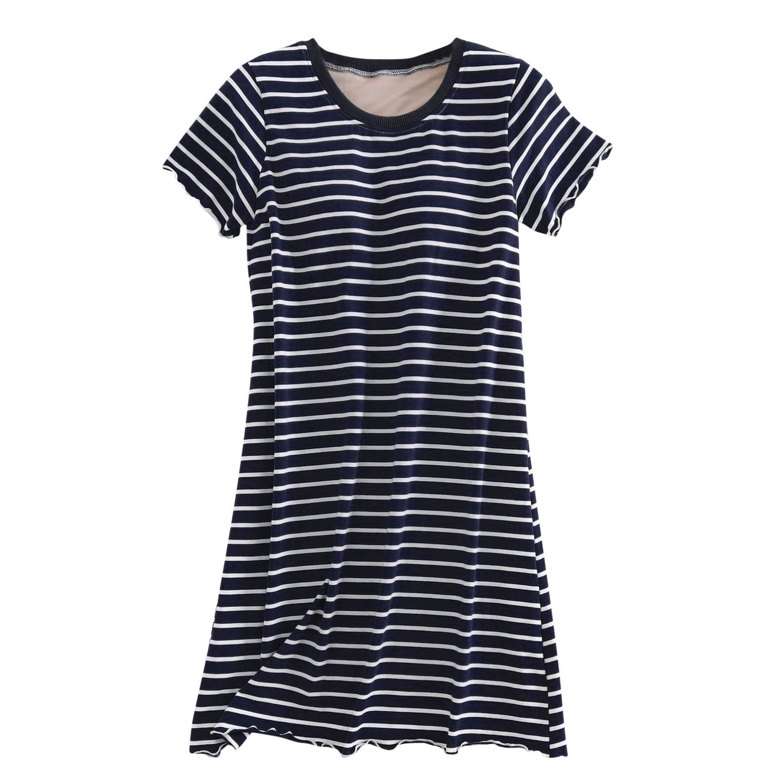 APEXFWDT Women's Soft Nightgown Striped Sleep Dress with Built in Shelf ...