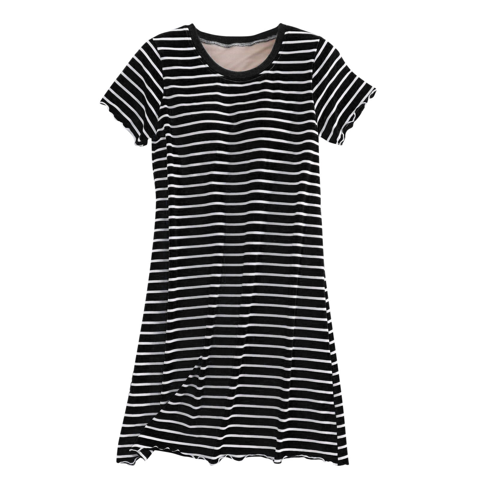 APEXFWDT Women's Soft Nightgown Striped Sleep Dress with Built in Shelf ...