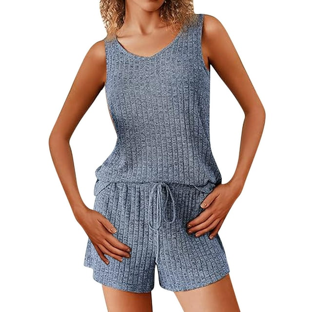 APEXFWDT Women's Soft Tank Top and Short Pajama Set Summer Loungewear ...