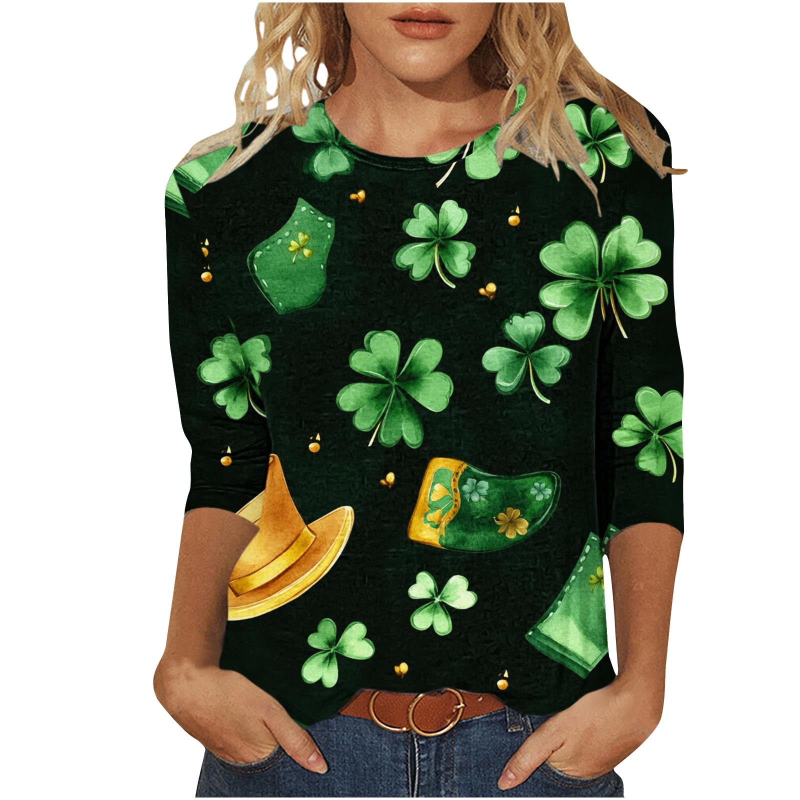 APEXFWDT Women's St Patrick's Day T-Shirt Lucky Irish Shamrock Paddy's ...