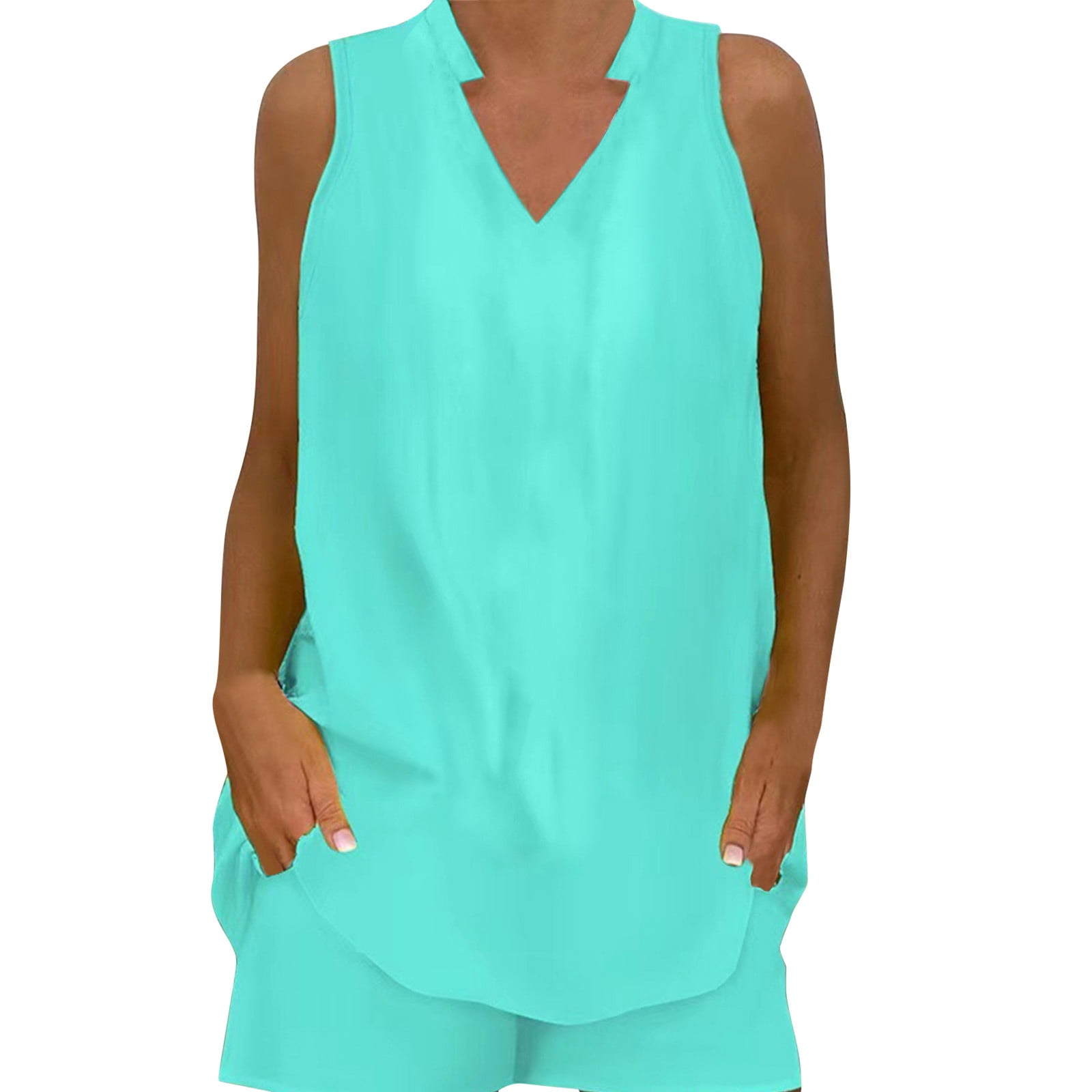 APEXFWDT Women's Summer Beach Set Breezy V-Neck Sleeveless Tank ...