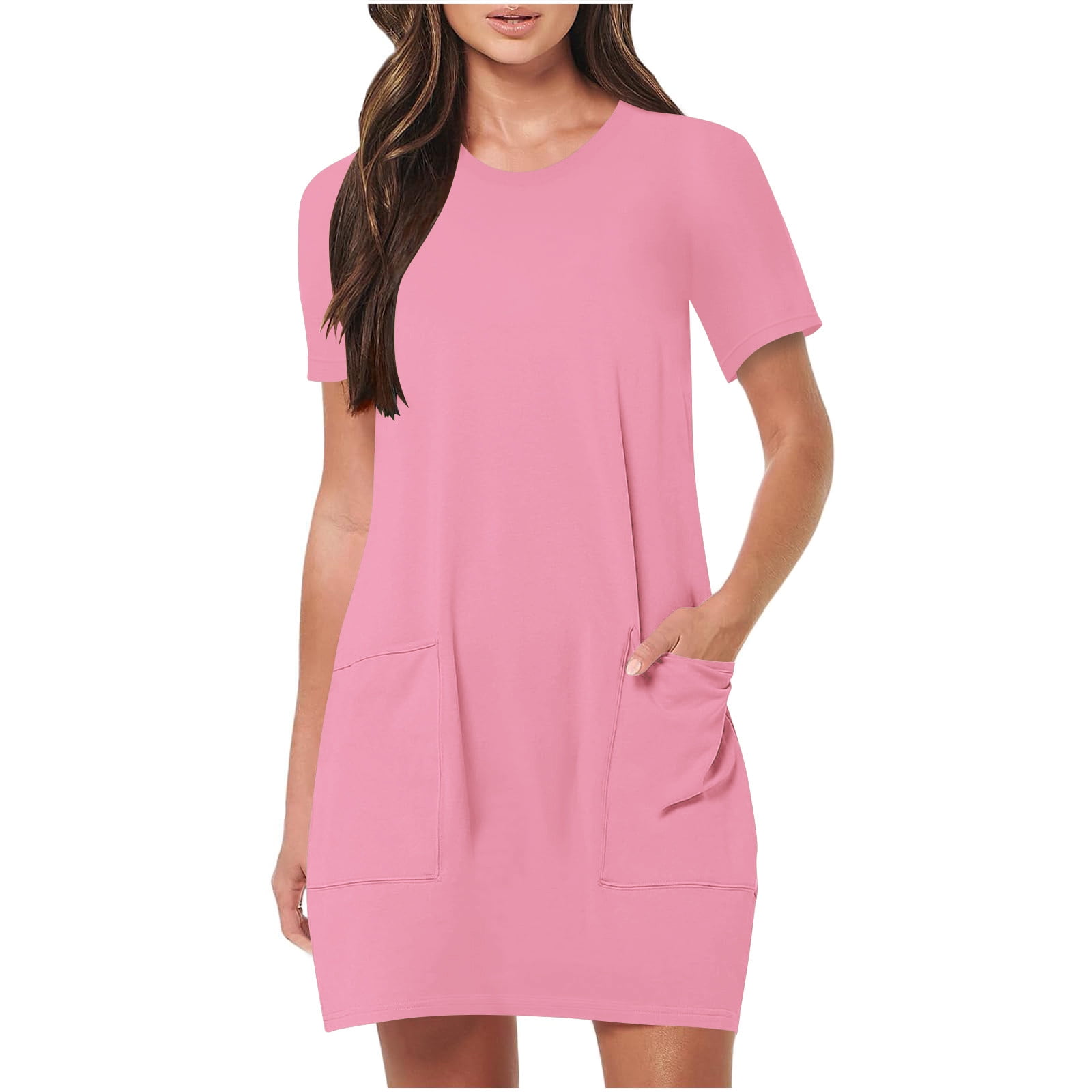APEXFWDT Women's Summer Casual T Shirt Dresses Short Sleeve Mini Dress ...