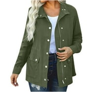 Frontwalk Women Military Jacket Zip Up Lightweight Utility Jackets Fall ...