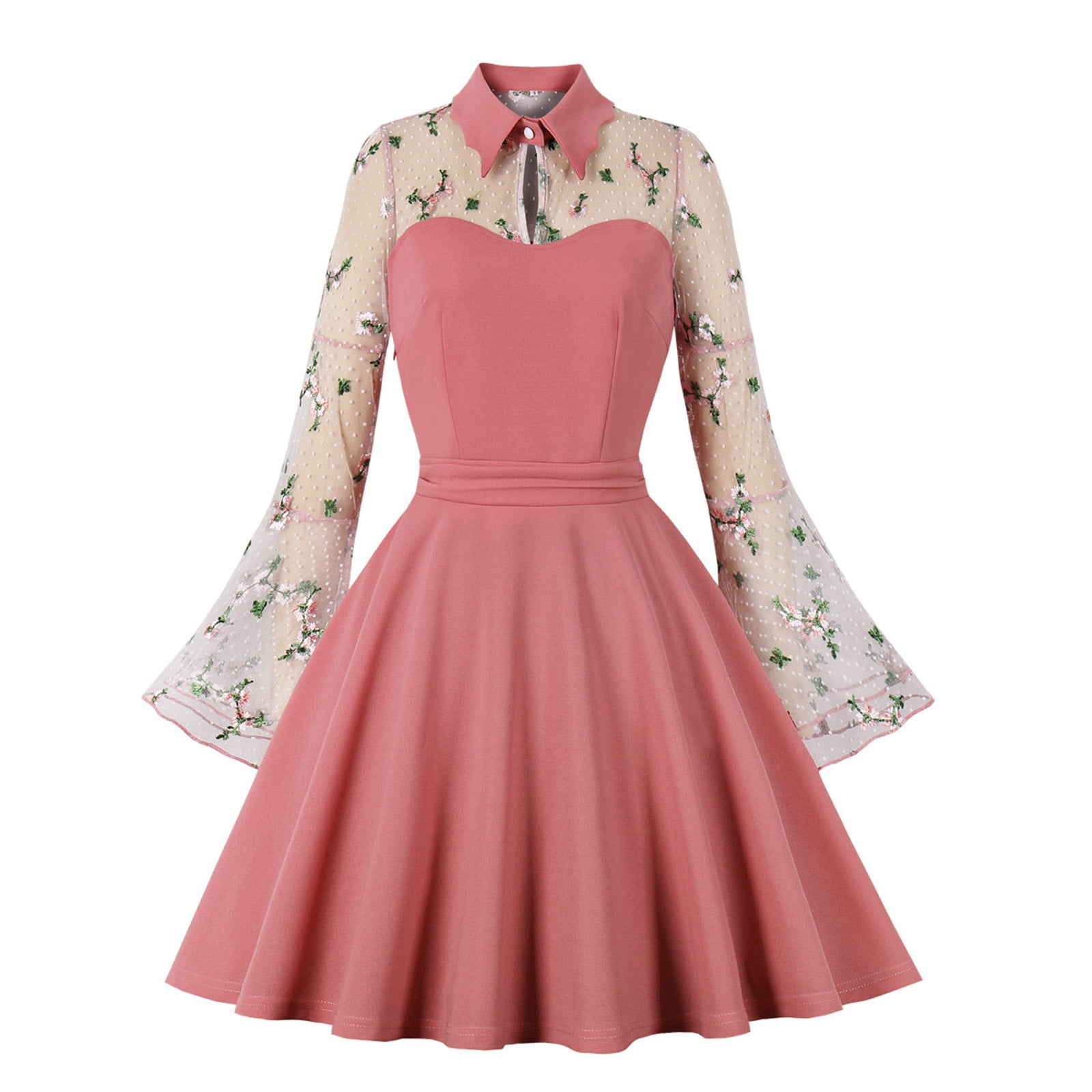 Apexfwdt Womens Vintage Polka Dot Swing Dress 1950s Audrey Retro
