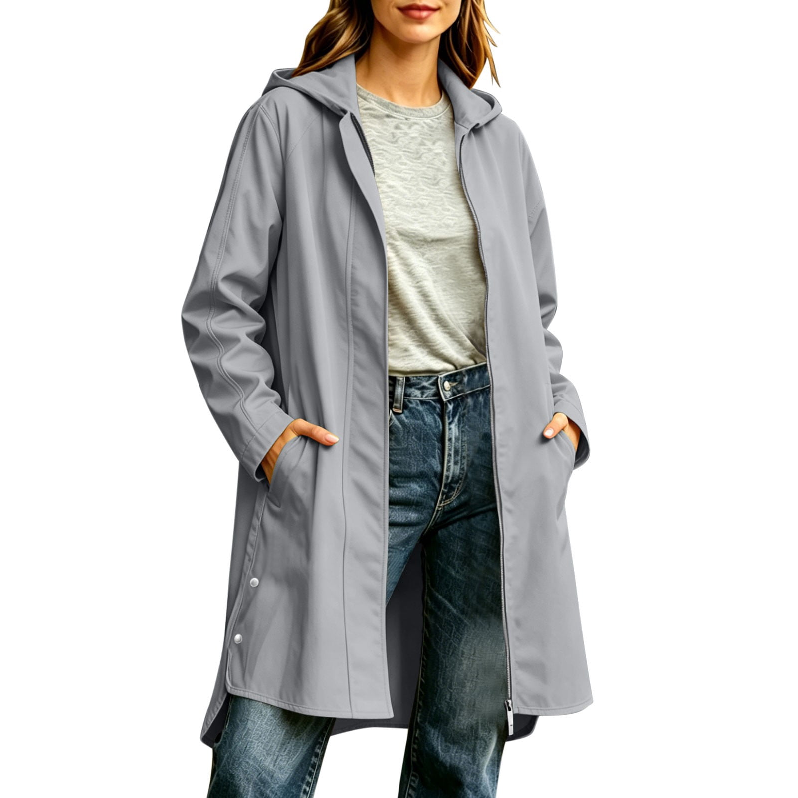 APEXFWDT Women's Waterproof Rain Jacket with Hood Long Raincoat ...