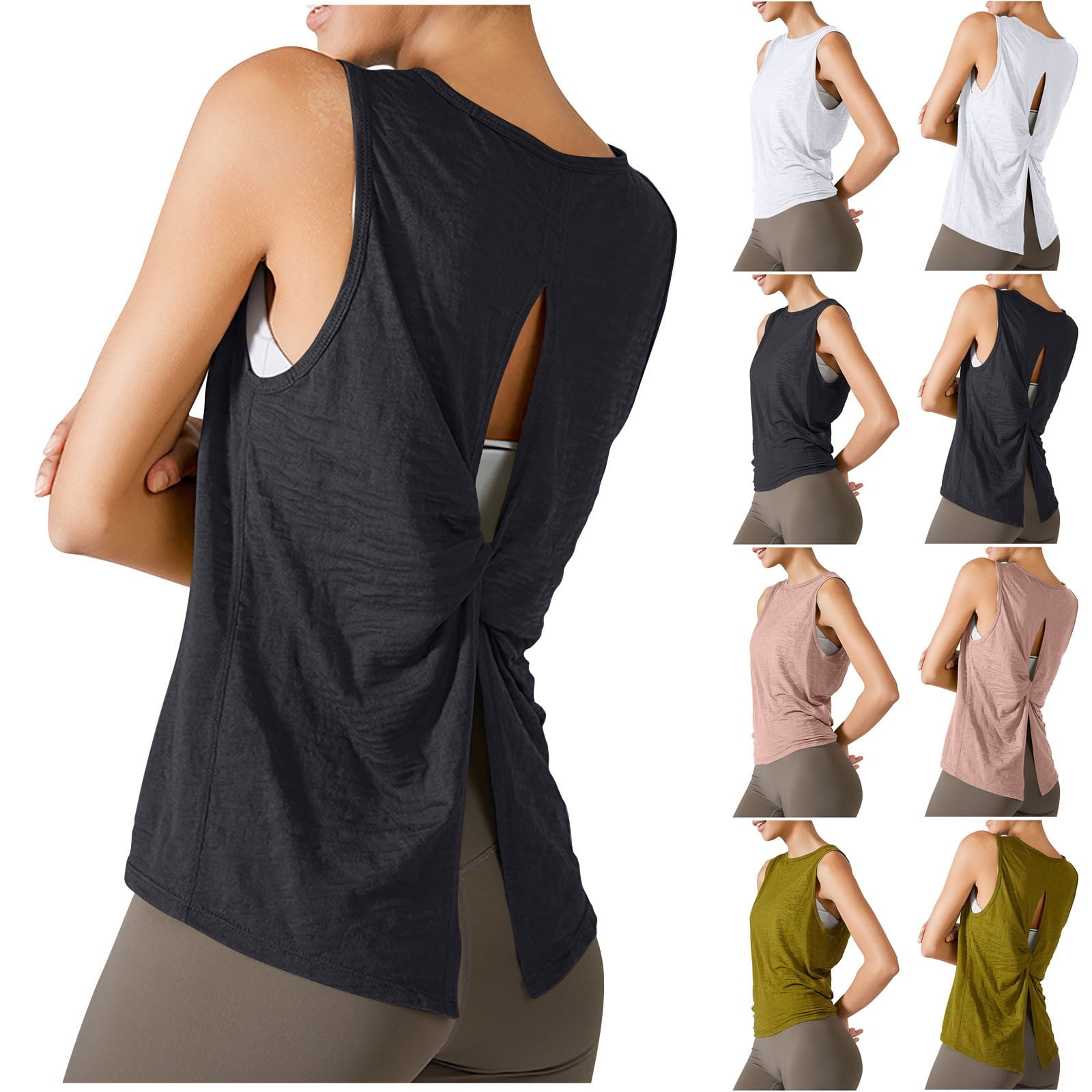 APEXFWDT Womens Backless Workout Tops Open Back Athletic Yoga Running ...