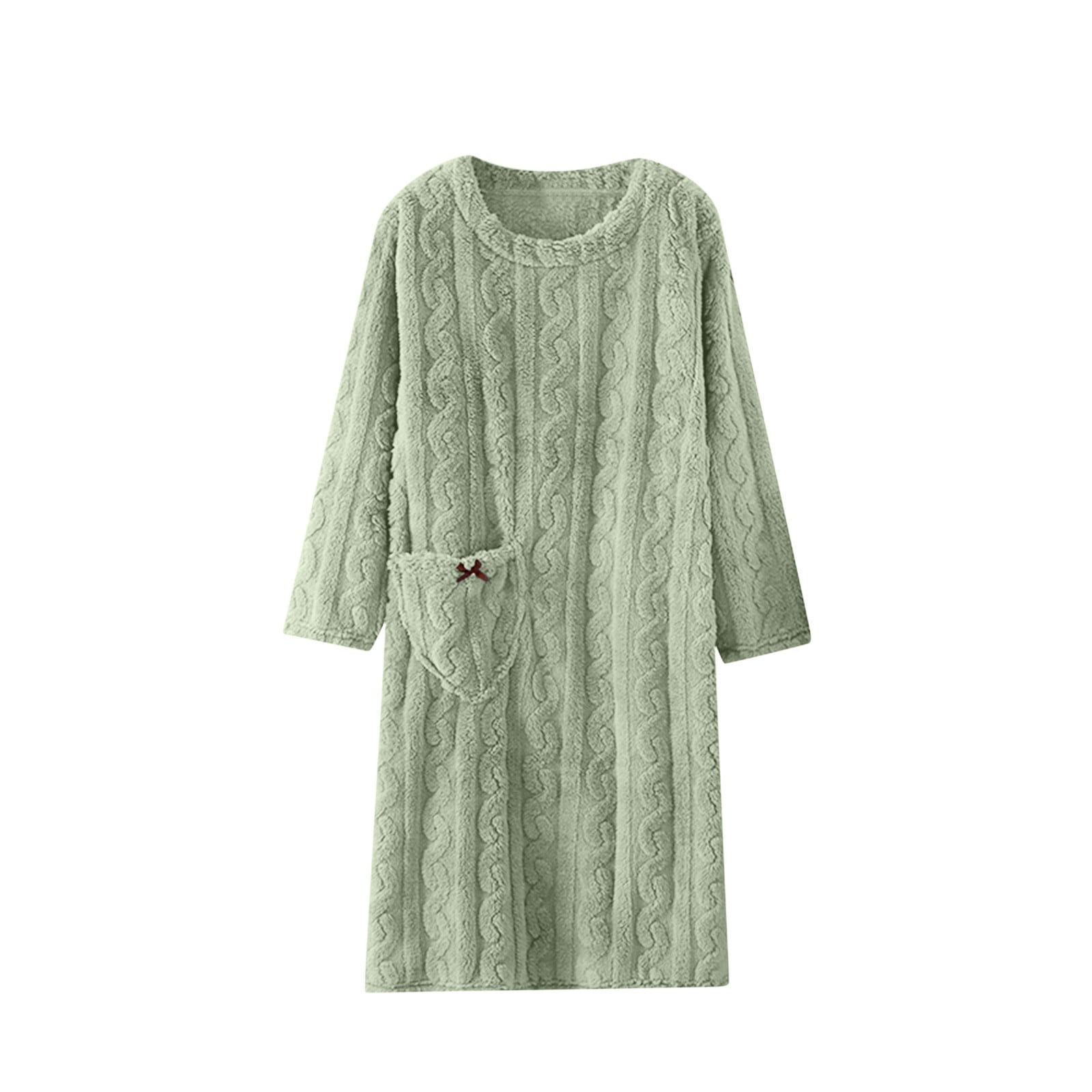 APEXFWDT Womens Fleece Warm Robe,Cozy Fluffy Long Bathrobe,Plush Night ...