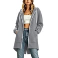 APEXFWDT Womens Long Hoodies Zip Up Oversized Sweatshirt Drawstring ...