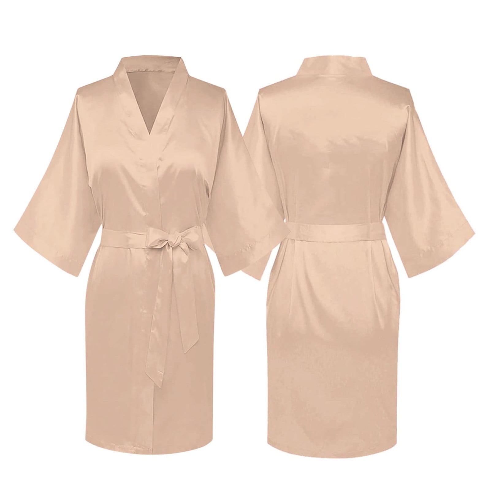 APEXFWDT Womens Silky Kimono Long Robes Pure Color Satin Robe for Women ...