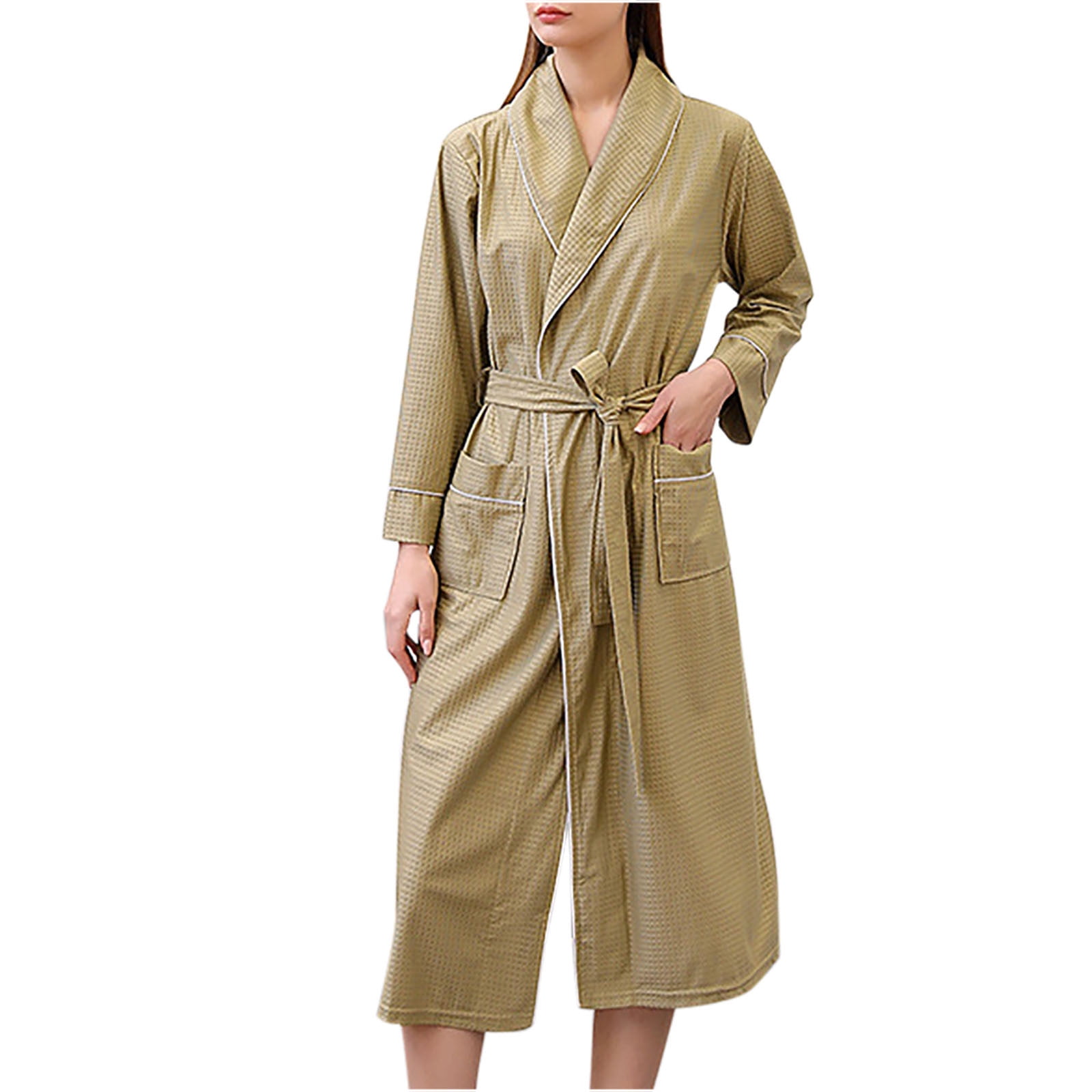APEXFWDT Womens Waffle Robe S-5XL, Kimono Spa Bathrobe Soft Bath Robe ...