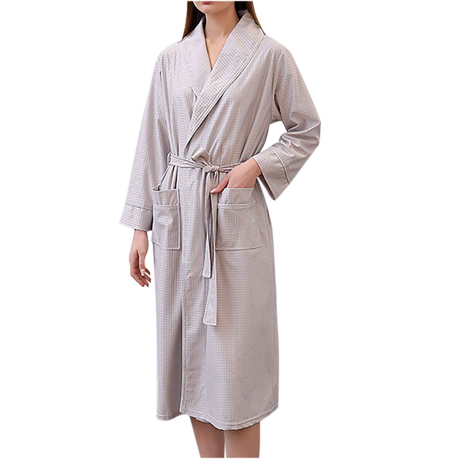 APEXFWDT Womens Waffle Robe S-5XL, Kimono Spa Bathrobe Soft Bath Robe ...