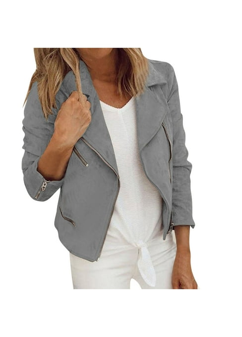 SPYM Women's Faux Leather Moto Biker Short Coat Jacket, Windproof ...