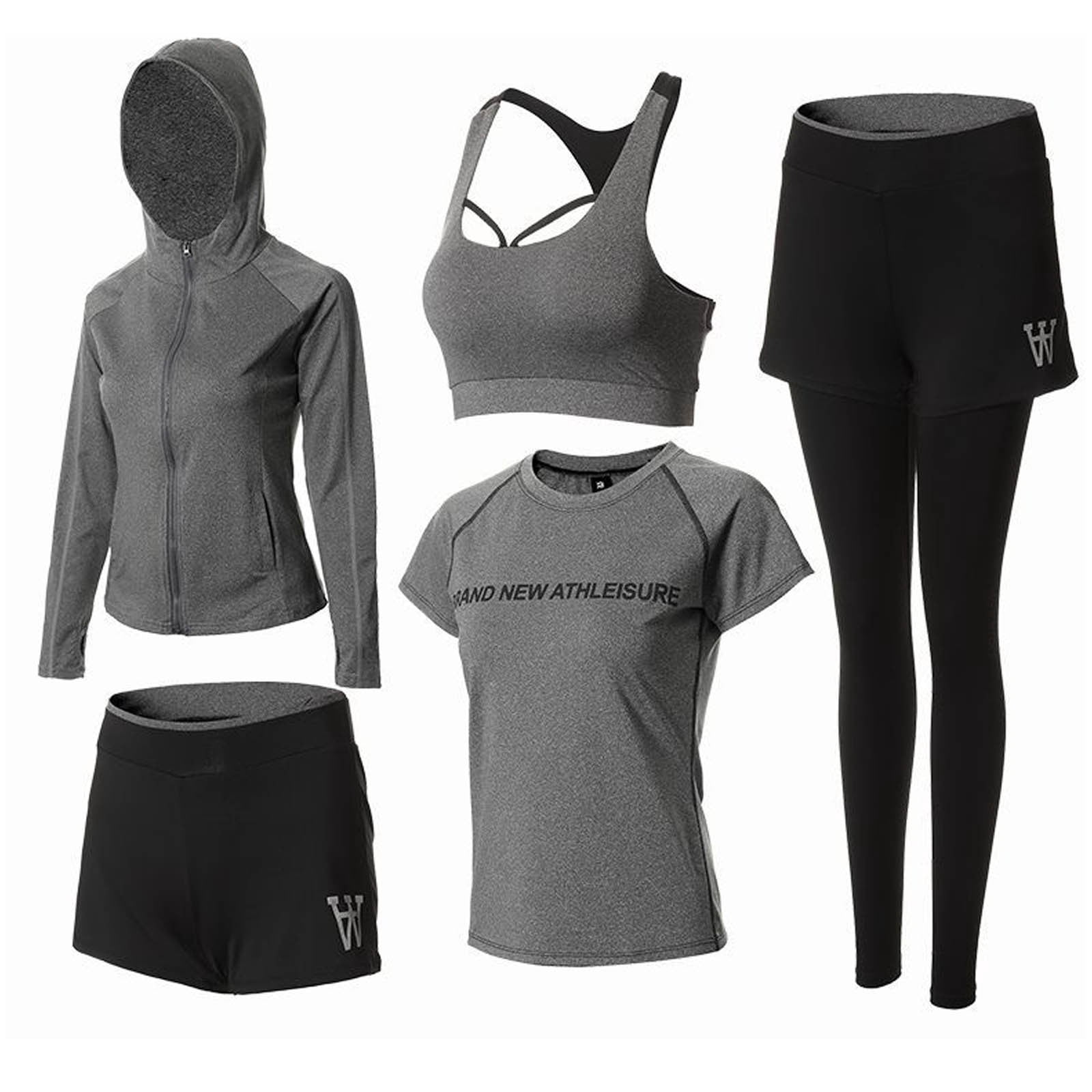 Women's 5 Piece Workout Sets Yoga Gym Activewear Outfits Athletic ...