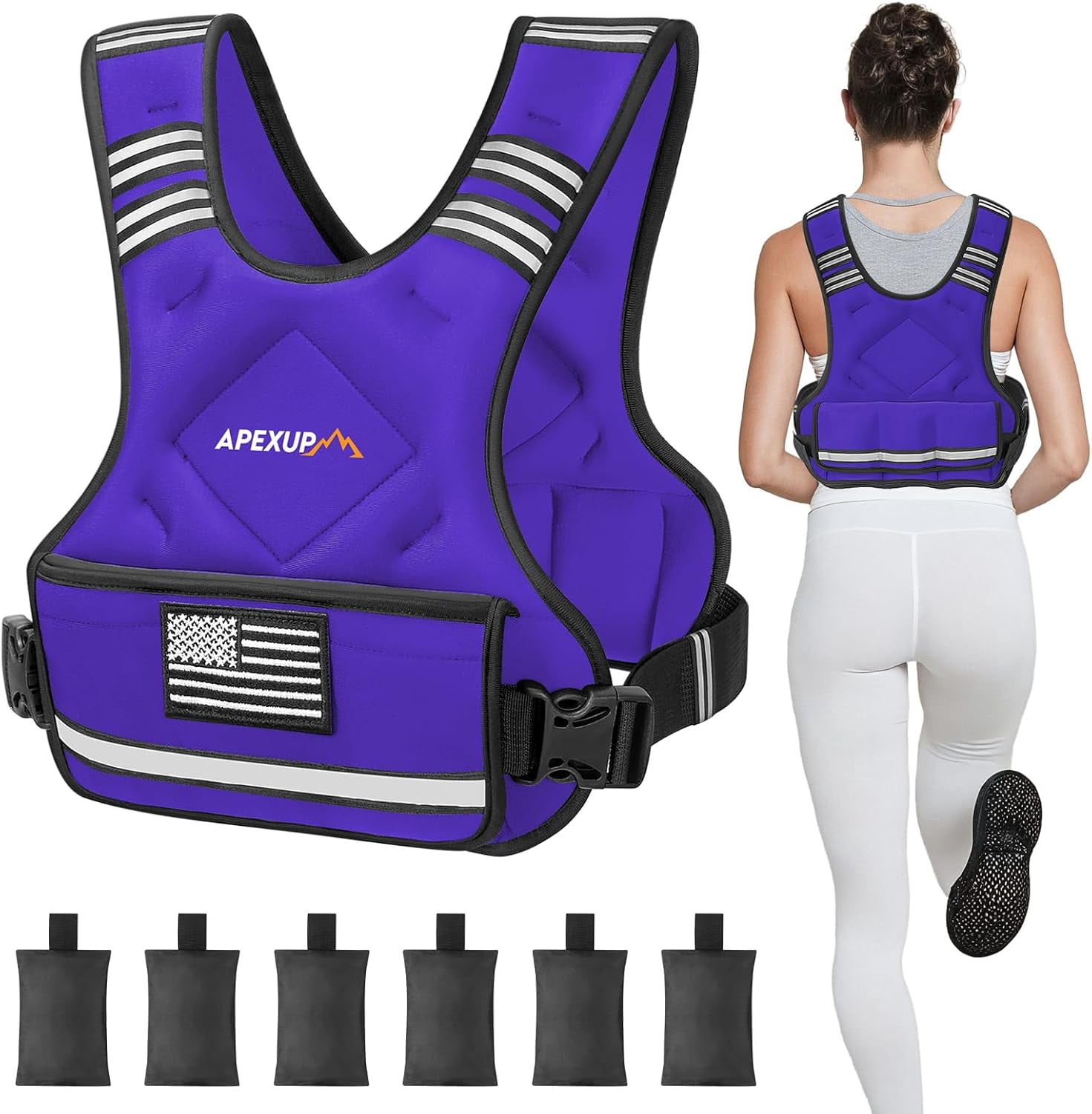 APEXUP Adjustable Weighted Vest – 4-10lb/12-18lb/20-32lb with 6 Iron ...