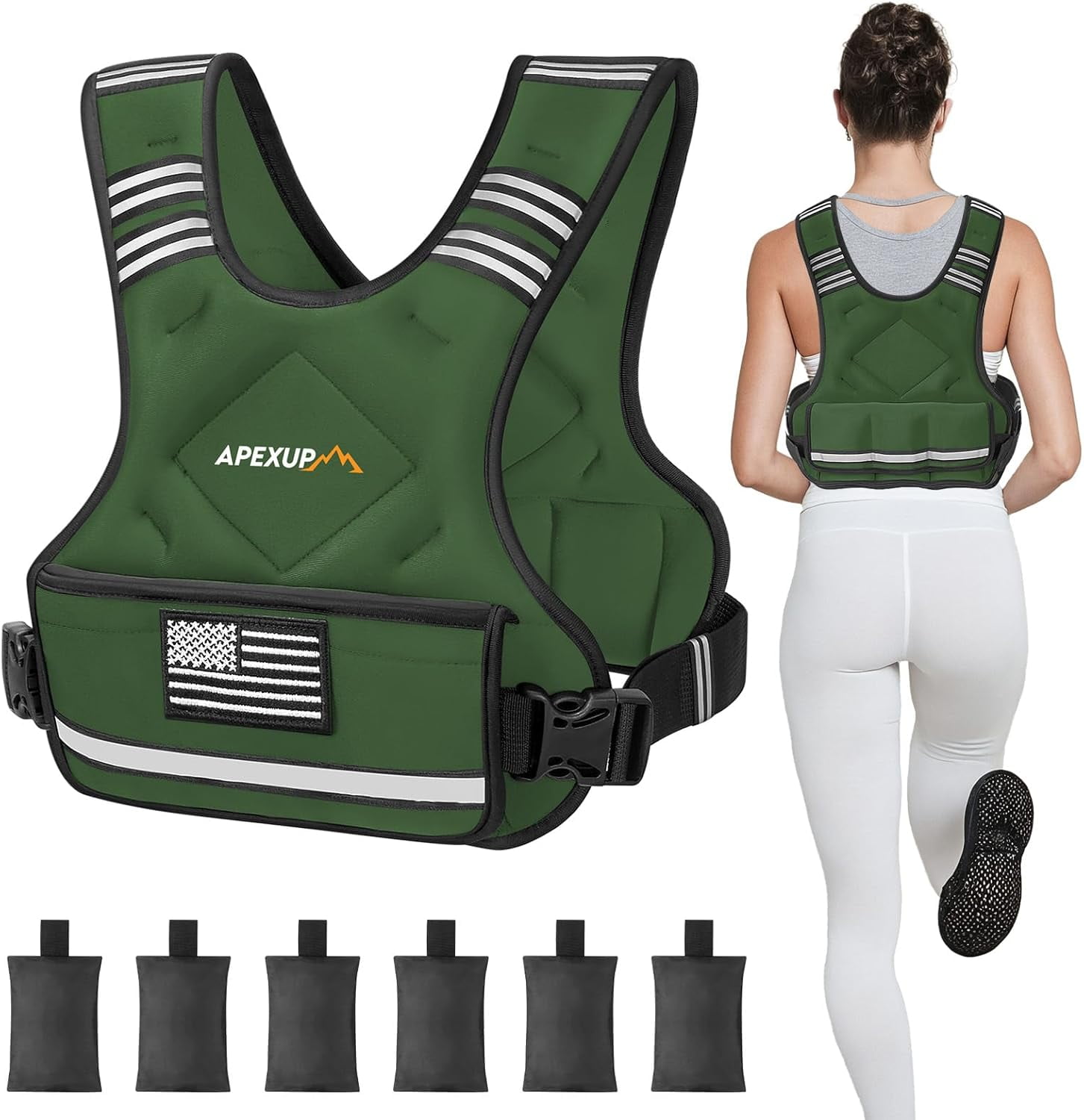 APEXUP Adjustable Weighted Vest – 4-10lb/12-18lb/20-32lb with 6 Iron ...