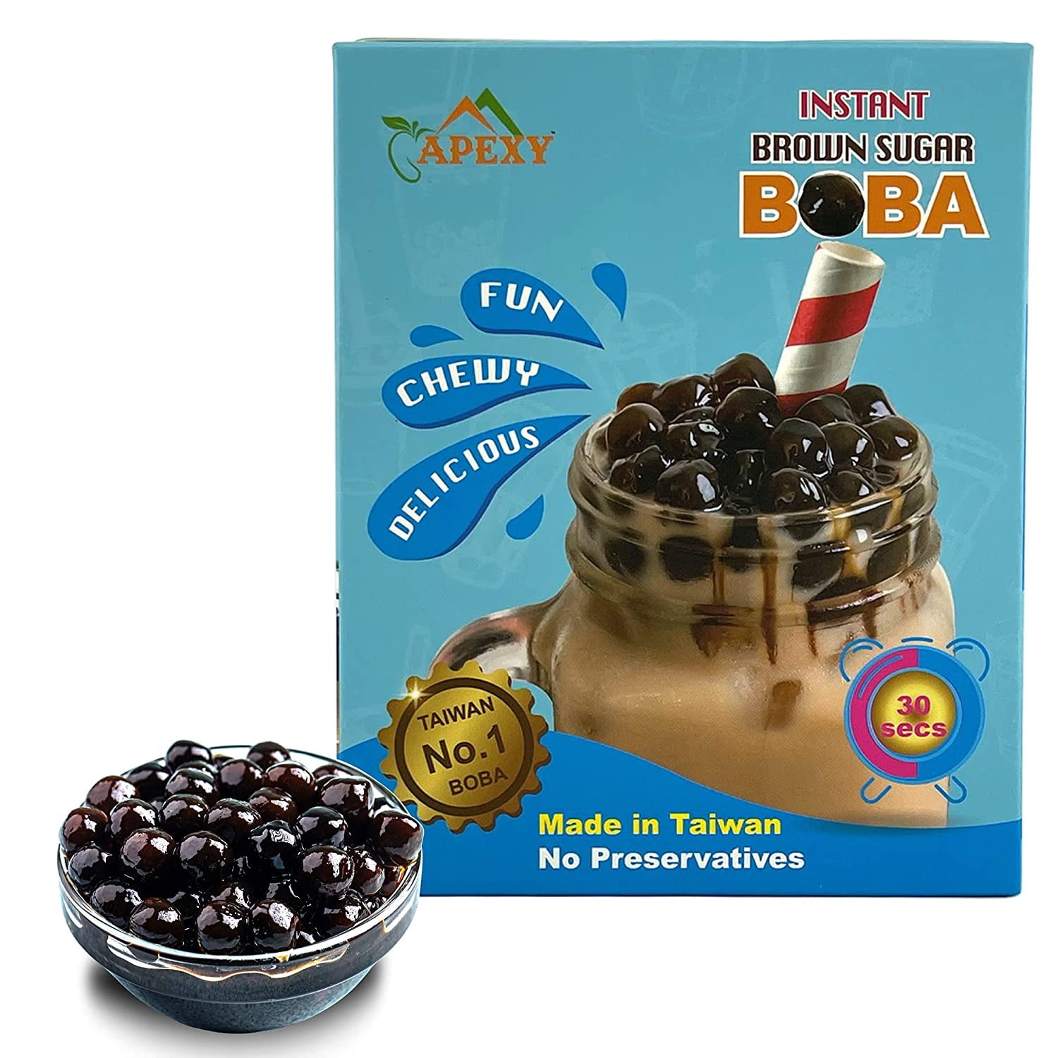 APEXY Instant Boba Pearls, Ready in 30 Seconds, Brown Sugar Tapioca ...