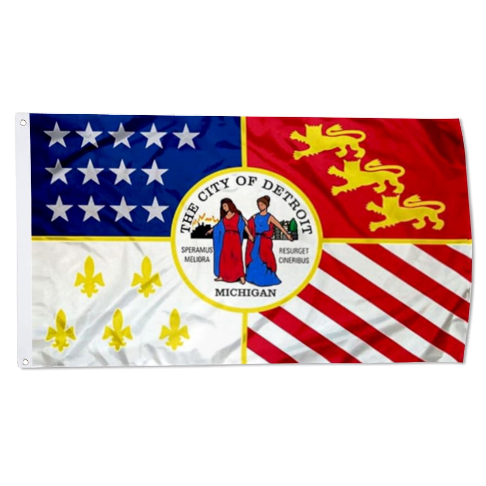 APFoo City of Detroit Flag , Michigan State Flags Banner Home Yard ...
