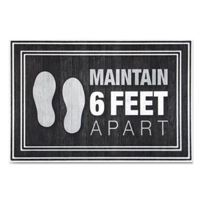 APH 6 ft. Maintain Apart Message Floor Mats - Charcoal & Black ...