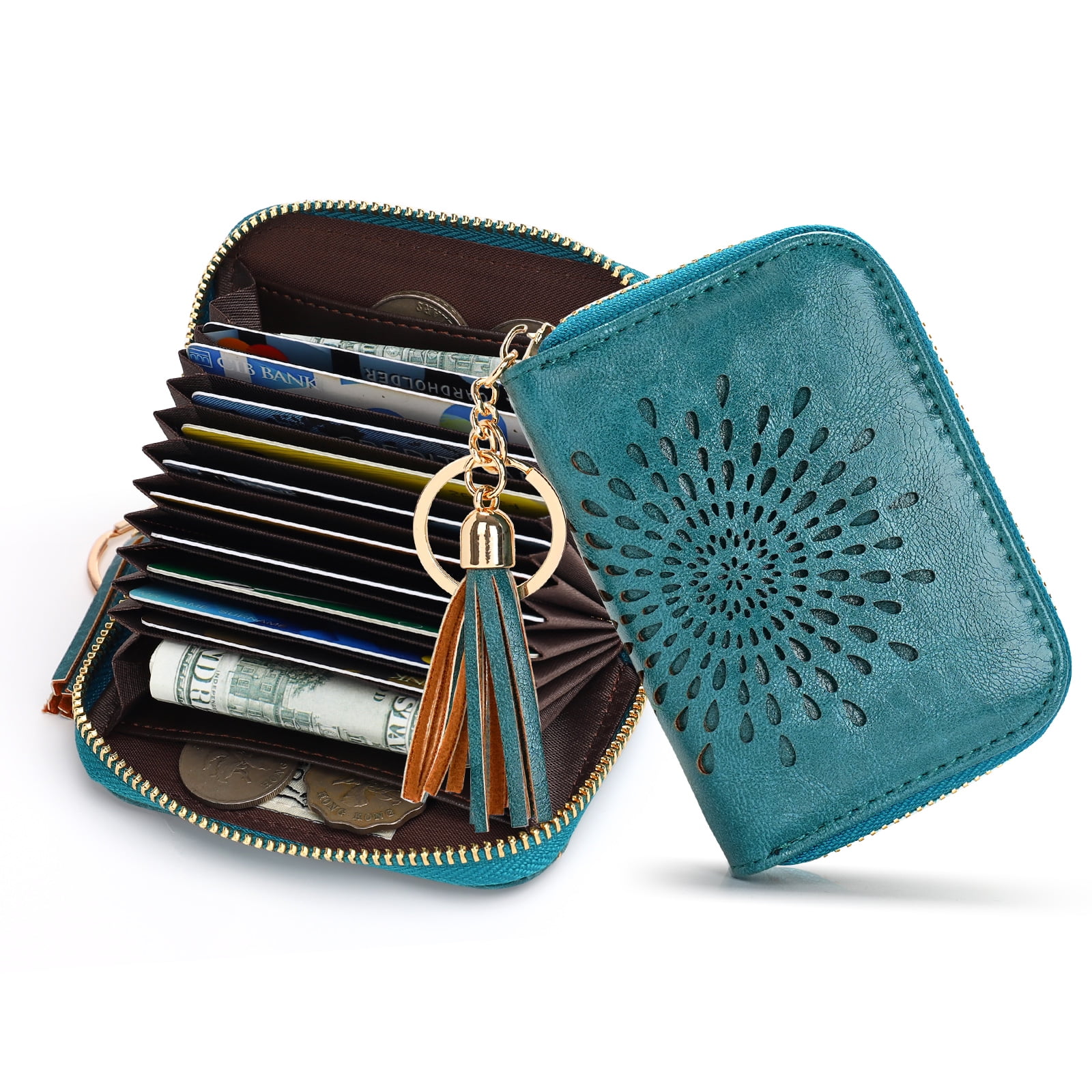 APHISON Women's Genuine Leather RFID Blocking Credit Card Holder ...