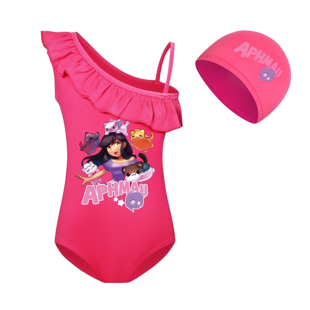 APHMAU girls' one-piece swimsuit, children's movie and TV game cartoon ...